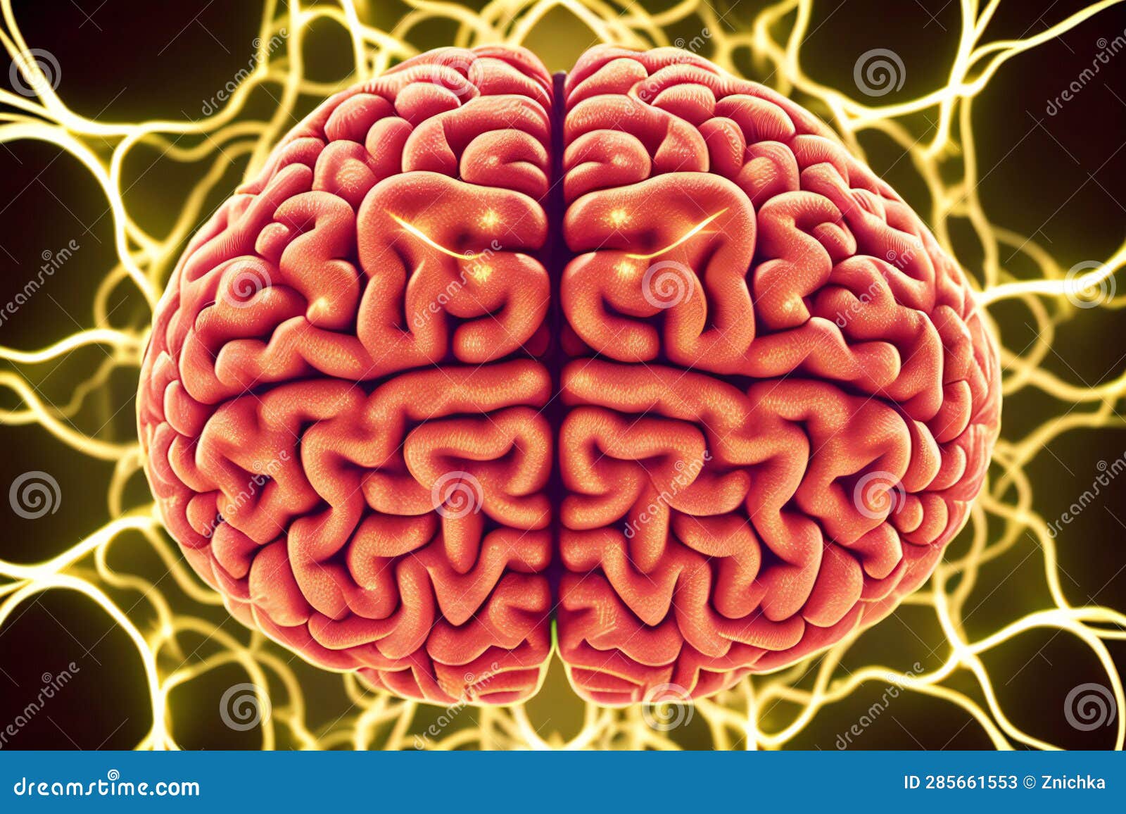 Abstract Brain Cells and Synaptic Networks, Glowing in the Microscope ...