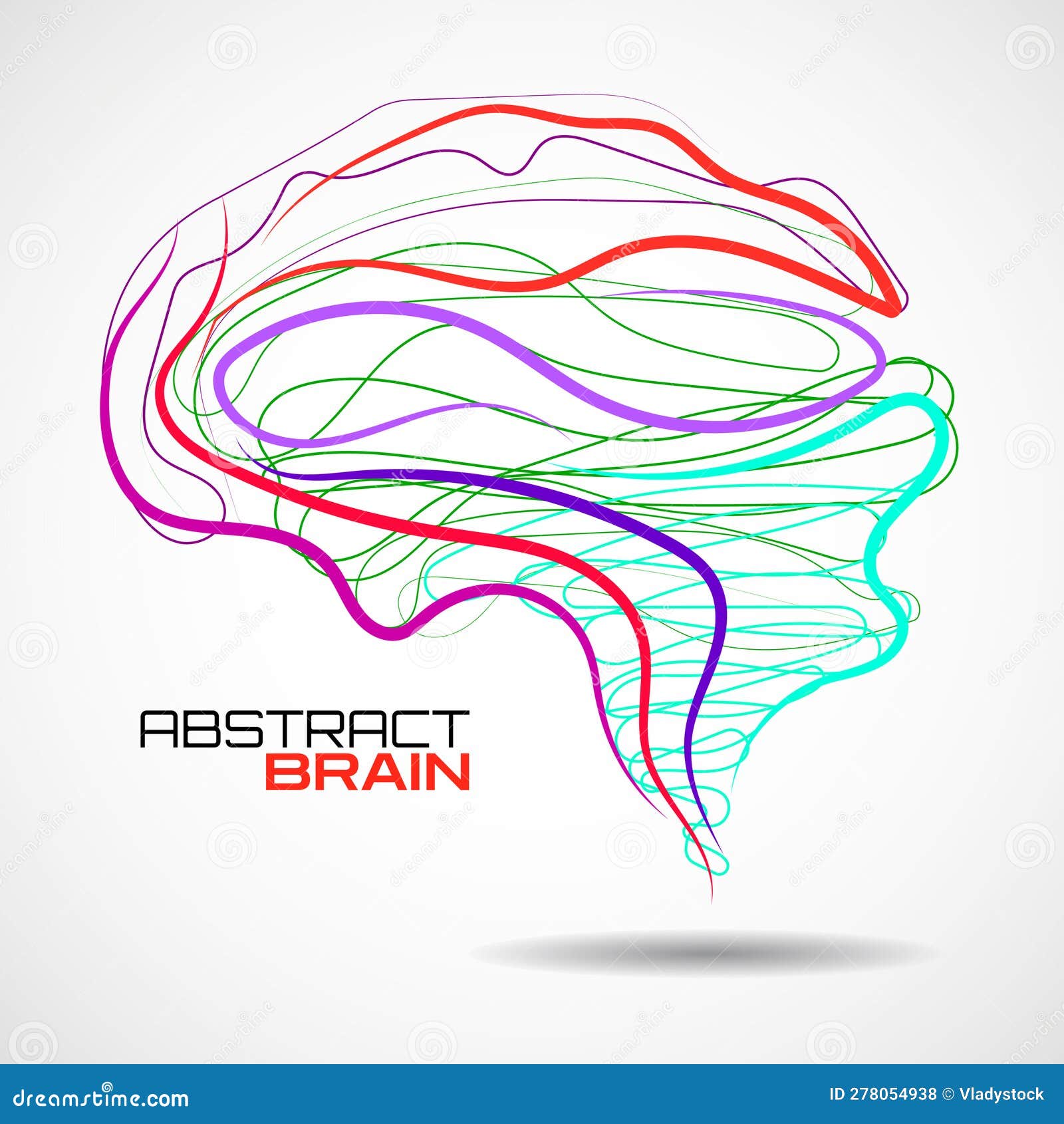 Abstract Brain with Colorful Lines Stock Illustration - Illustration of ...
