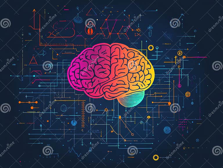 Abstract Brain in a Digital Interface with Scientific Symbols and Data ...