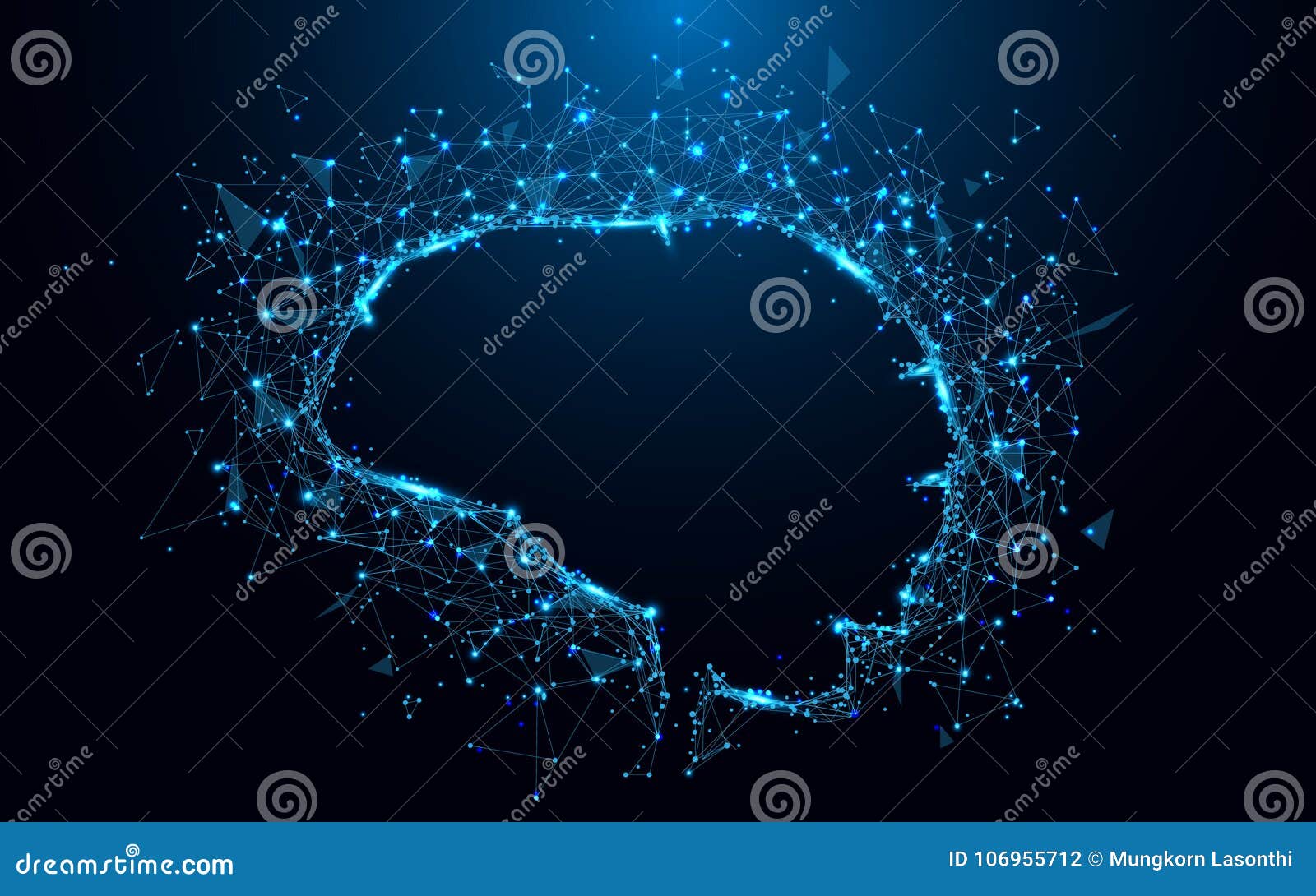 Abstract Brain Form Lines and Triangles, Point Connecting Network on ...