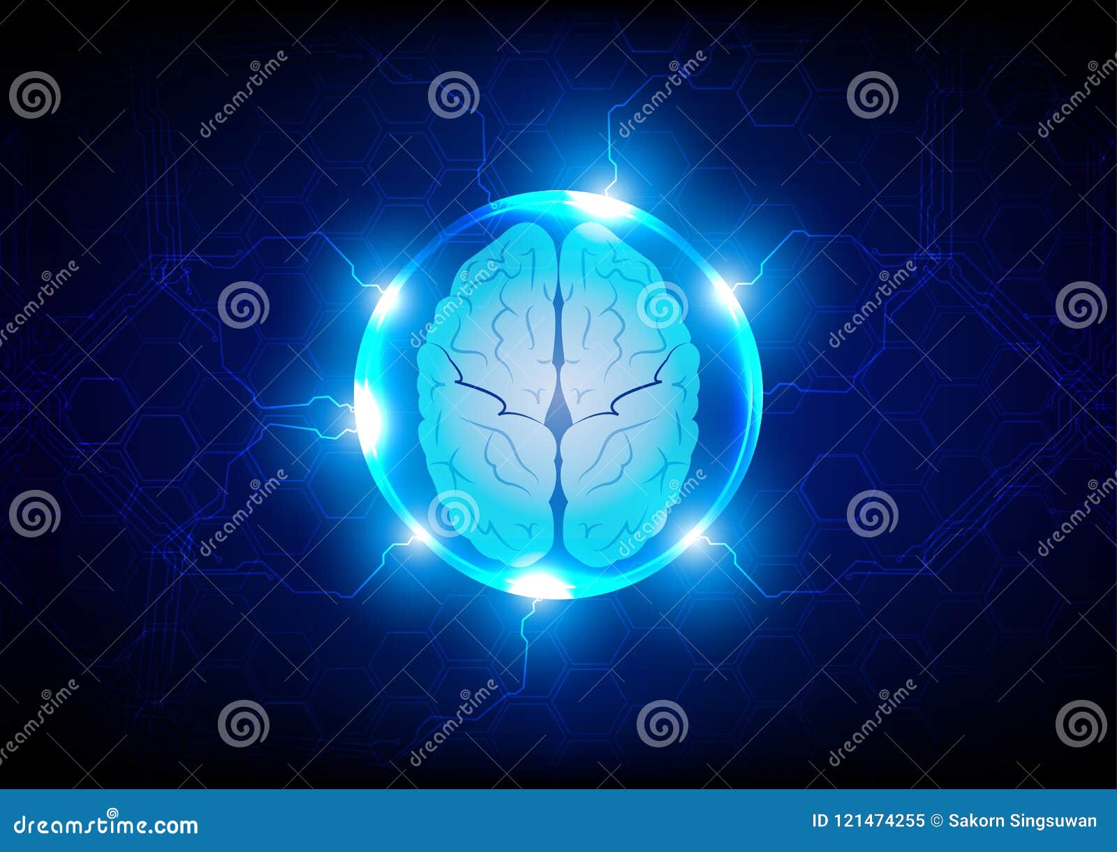 Abstract Brain Future Technology Concept Background, Ill Stock Vector ...