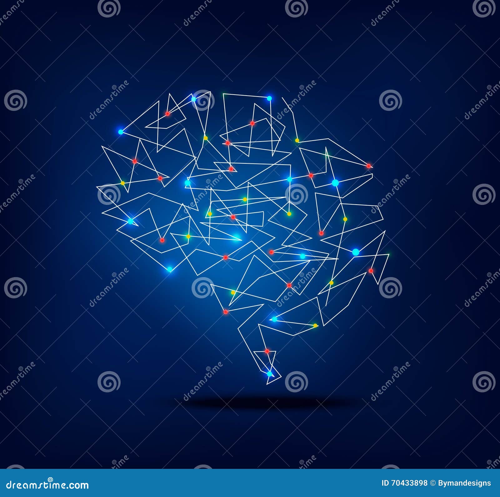 Abstract Brain Graphic with Trace and Spot Lights Activity Stock ...