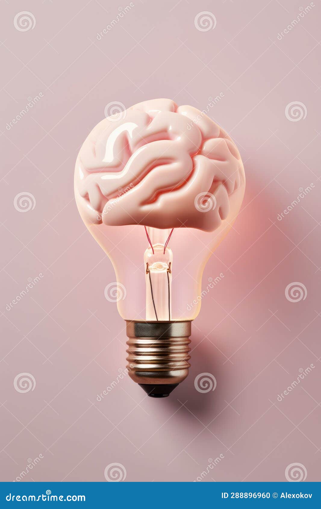 Abstract Brain with Light Bulb AI Generated Stock Illustration ...