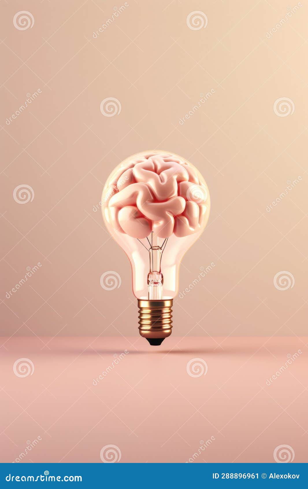 Abstract Brain with Light Bulb AI Generated Stock Illustration ...