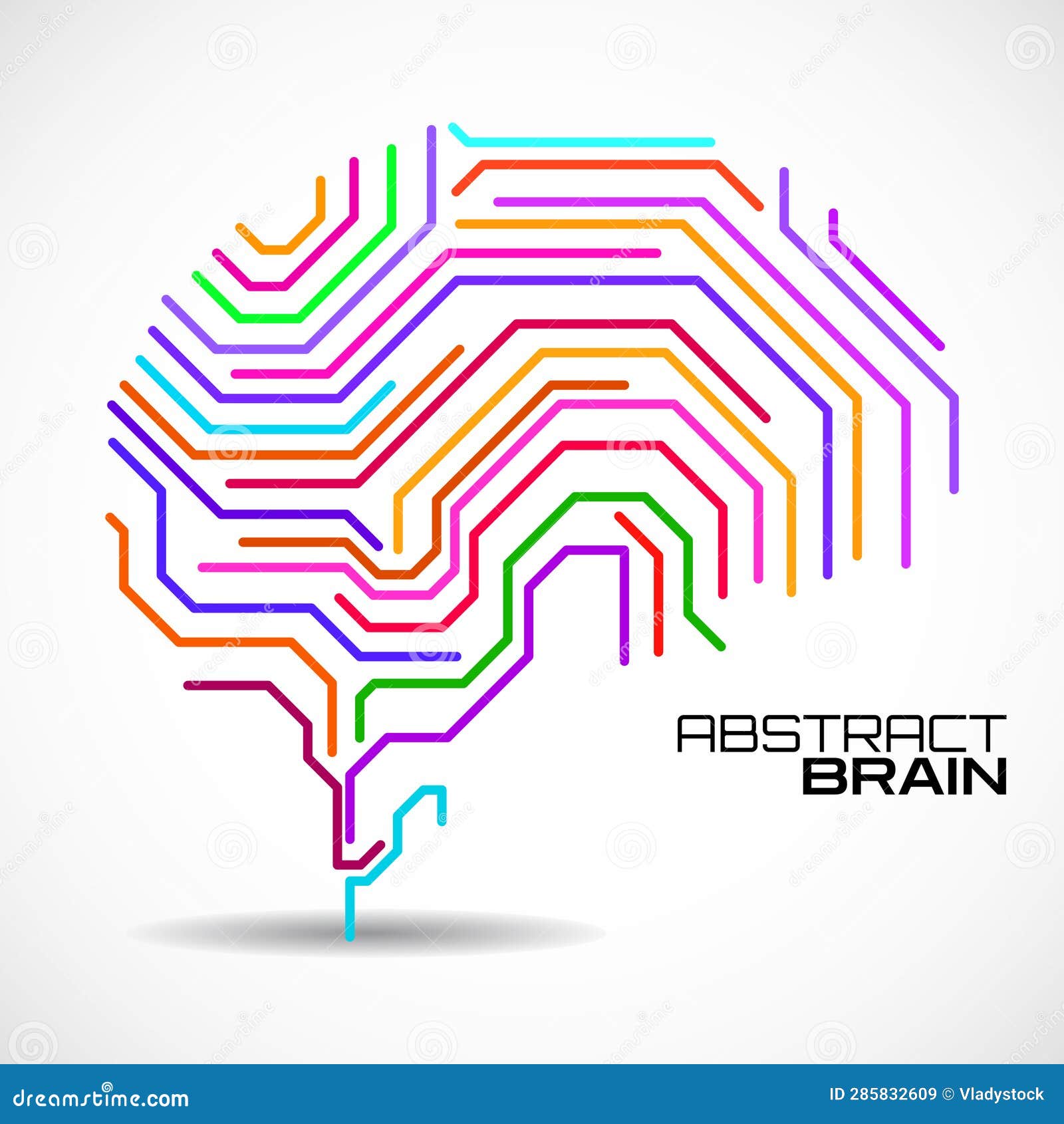 Abstract Brain with Lines Isolated on White Background Stock Vector ...