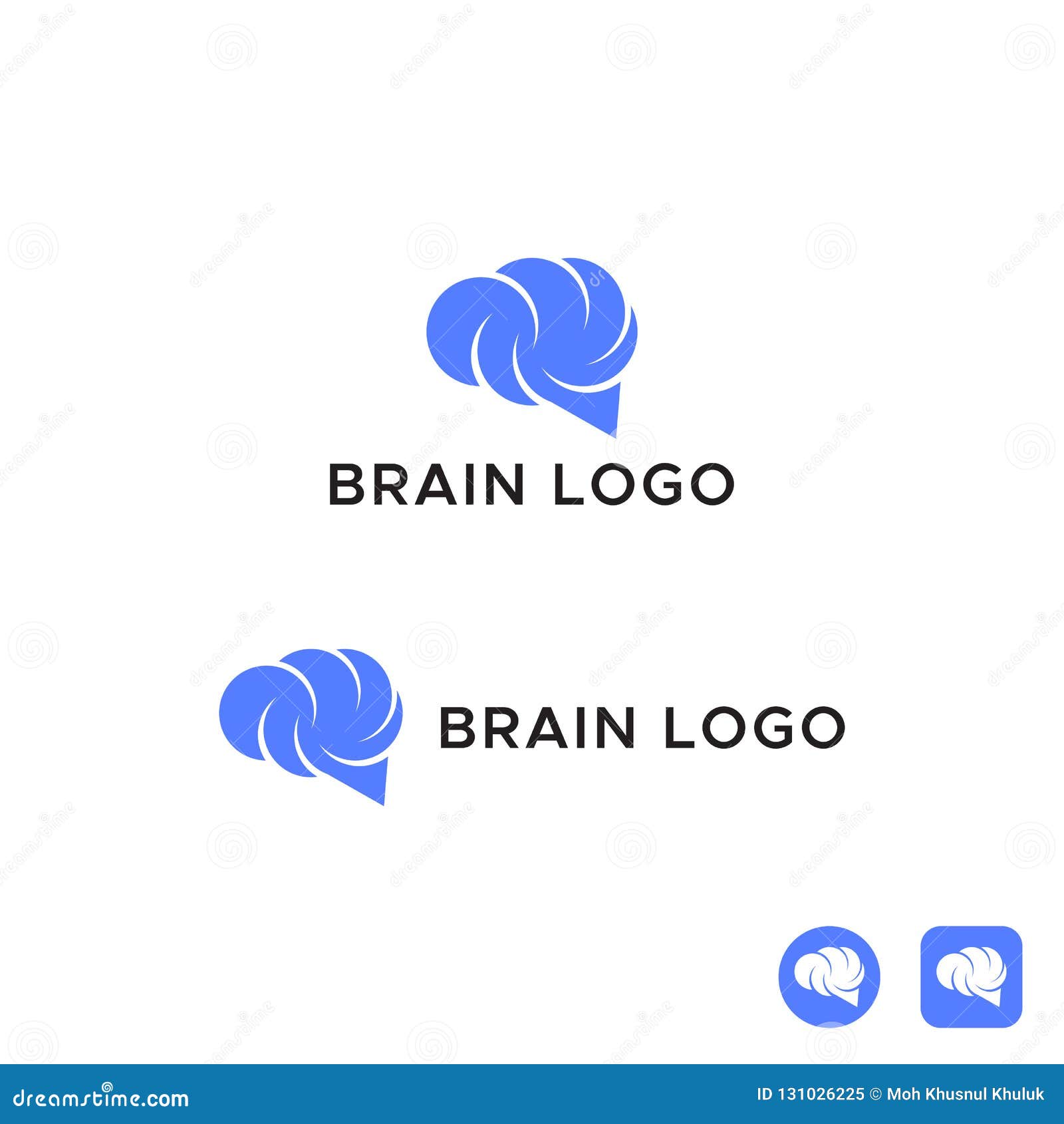 Abstract Brain Logo Vector Blue Color Stock Vector - Illustration of ...