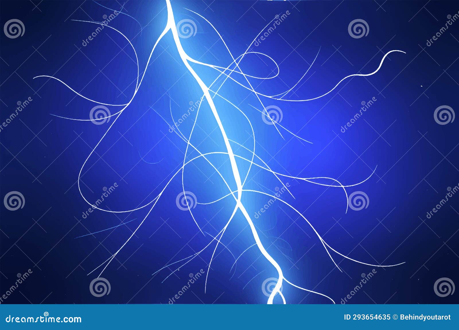 Abstract Brain and Memory Background, Flashes and Lightning on a Blue ...