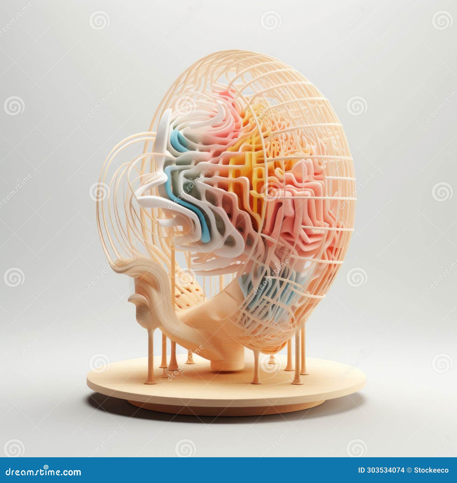 Abstract Brain Sculpture: Pastel-colored Scenes and Layered Complexity ...