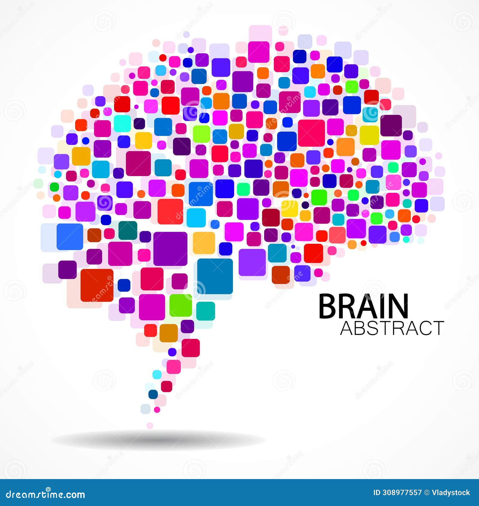 Abstract Brain of Squares on White Background Stock Vector ...