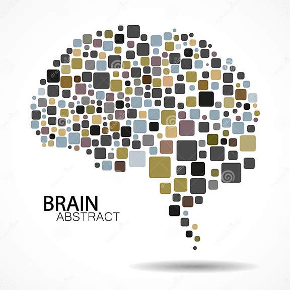 Abstract Brain of Squares on White Background Stock Vector ...