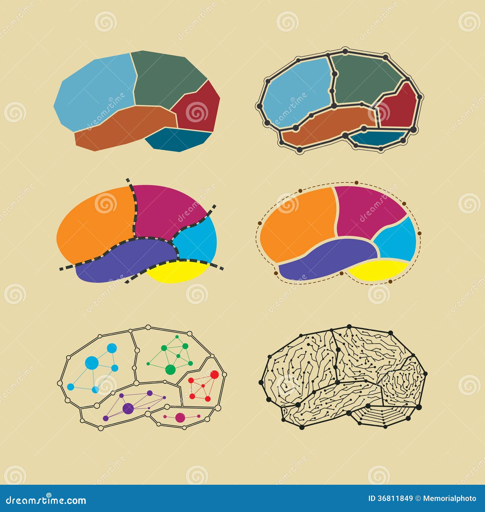 Abstract brain symbol set stock vector. Illustration of communicate ...