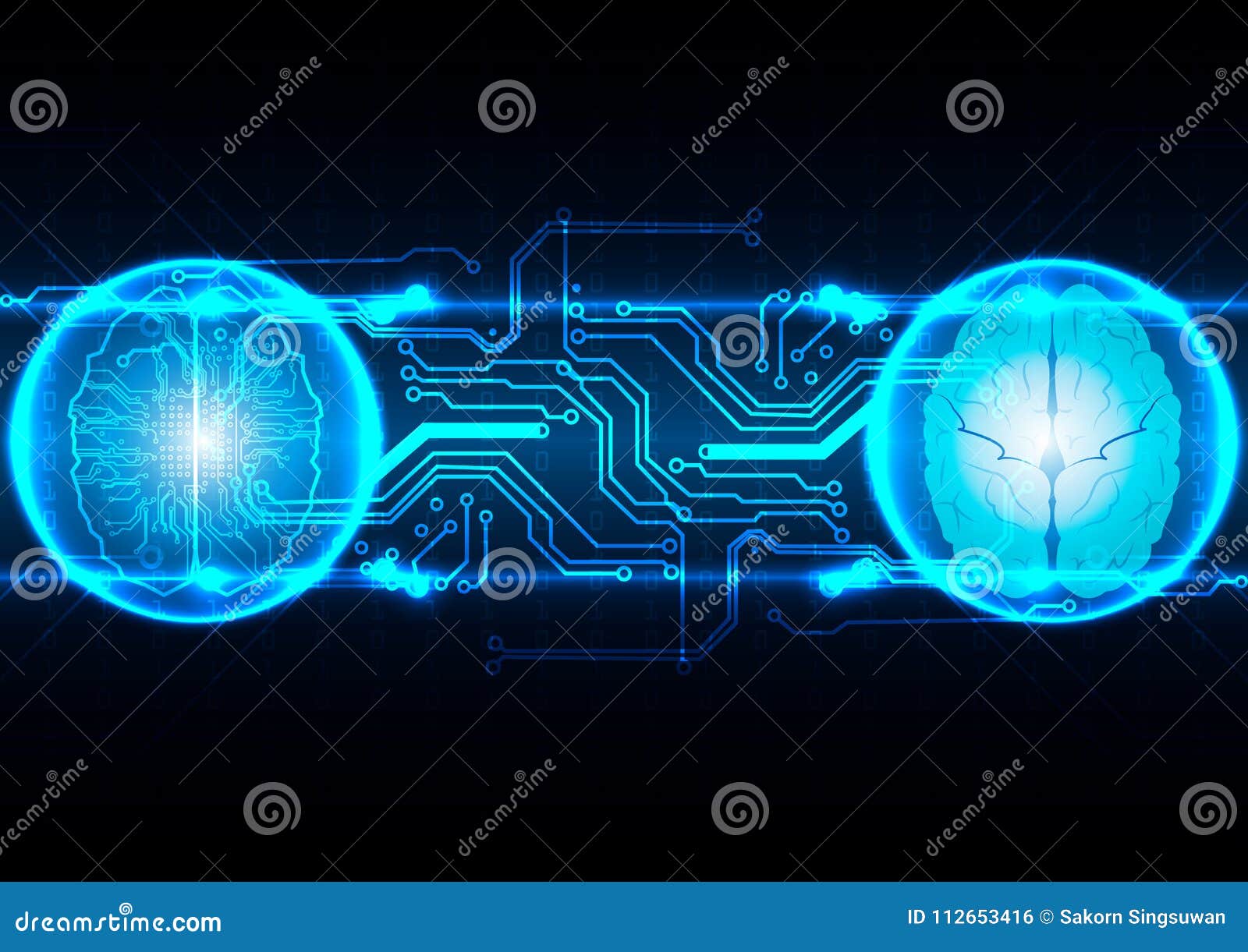 Abstract Brain Technological , Science Interface, Digital Blueprint of ...