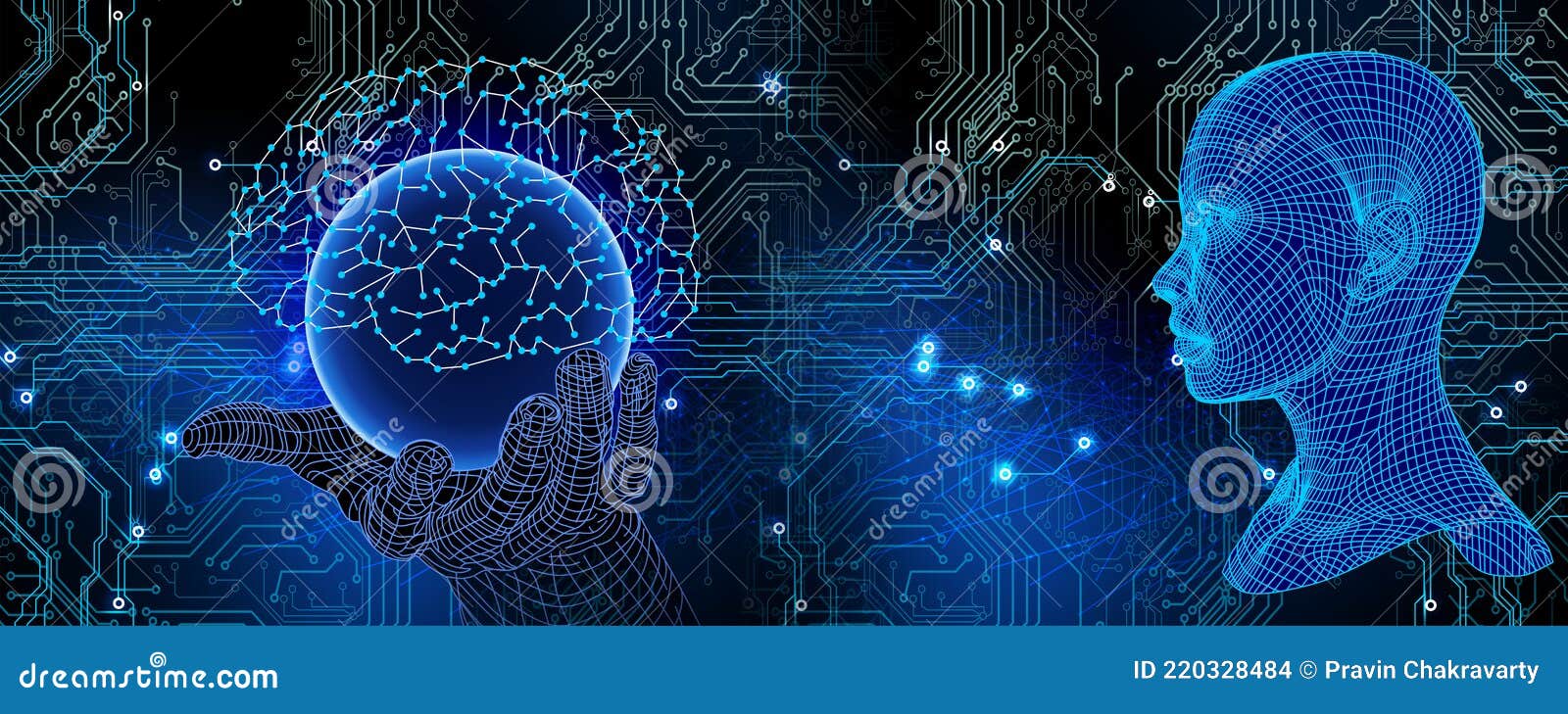 Abstract Brain Technology Background Hi-tech Communication Concept ...