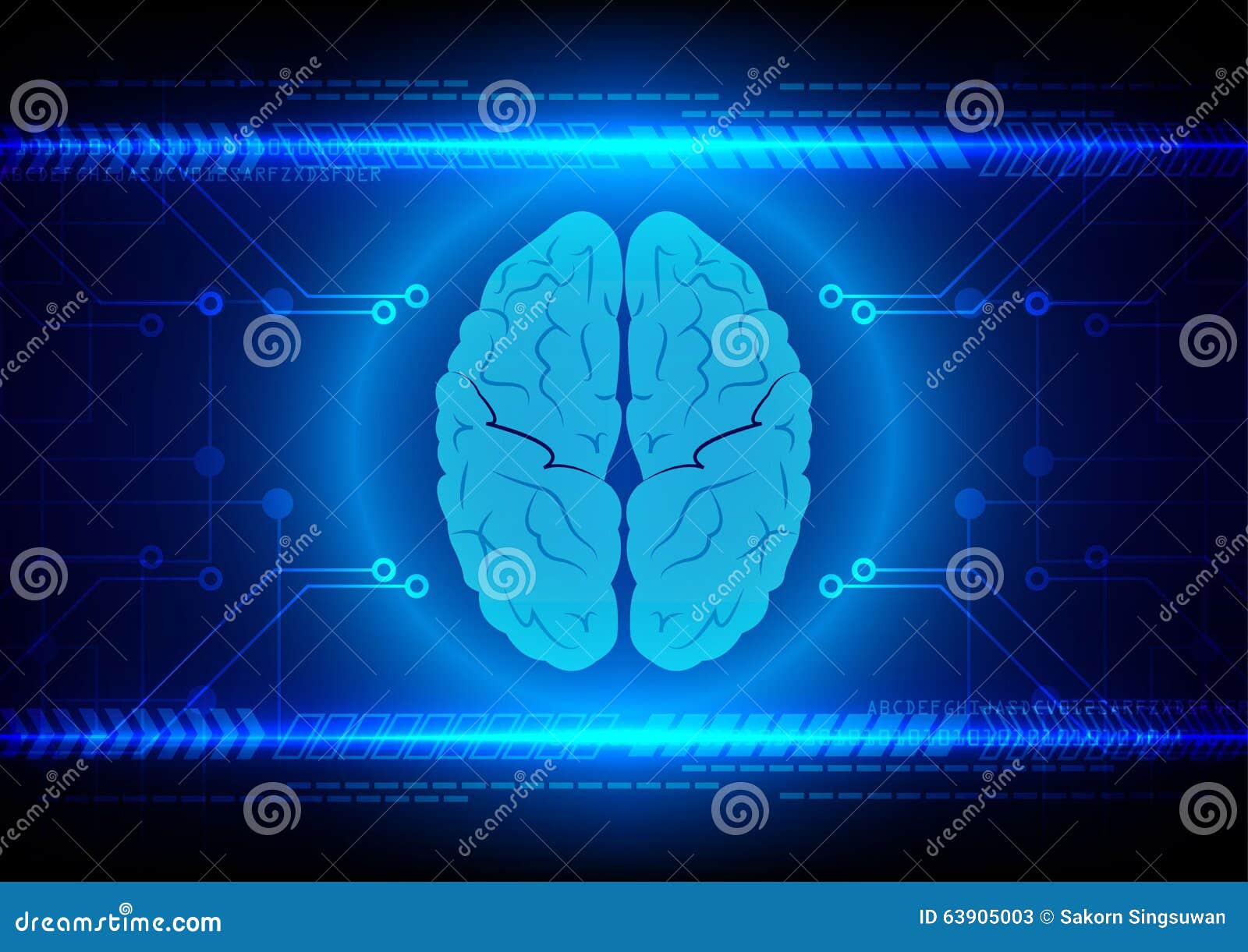 Abstract Brain Technology with Circuit and Arrow Background Stock ...