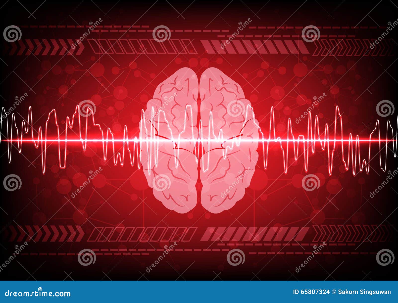 Abstract Brain Wave Concept on Blue Background Technology. Illus Stock ...