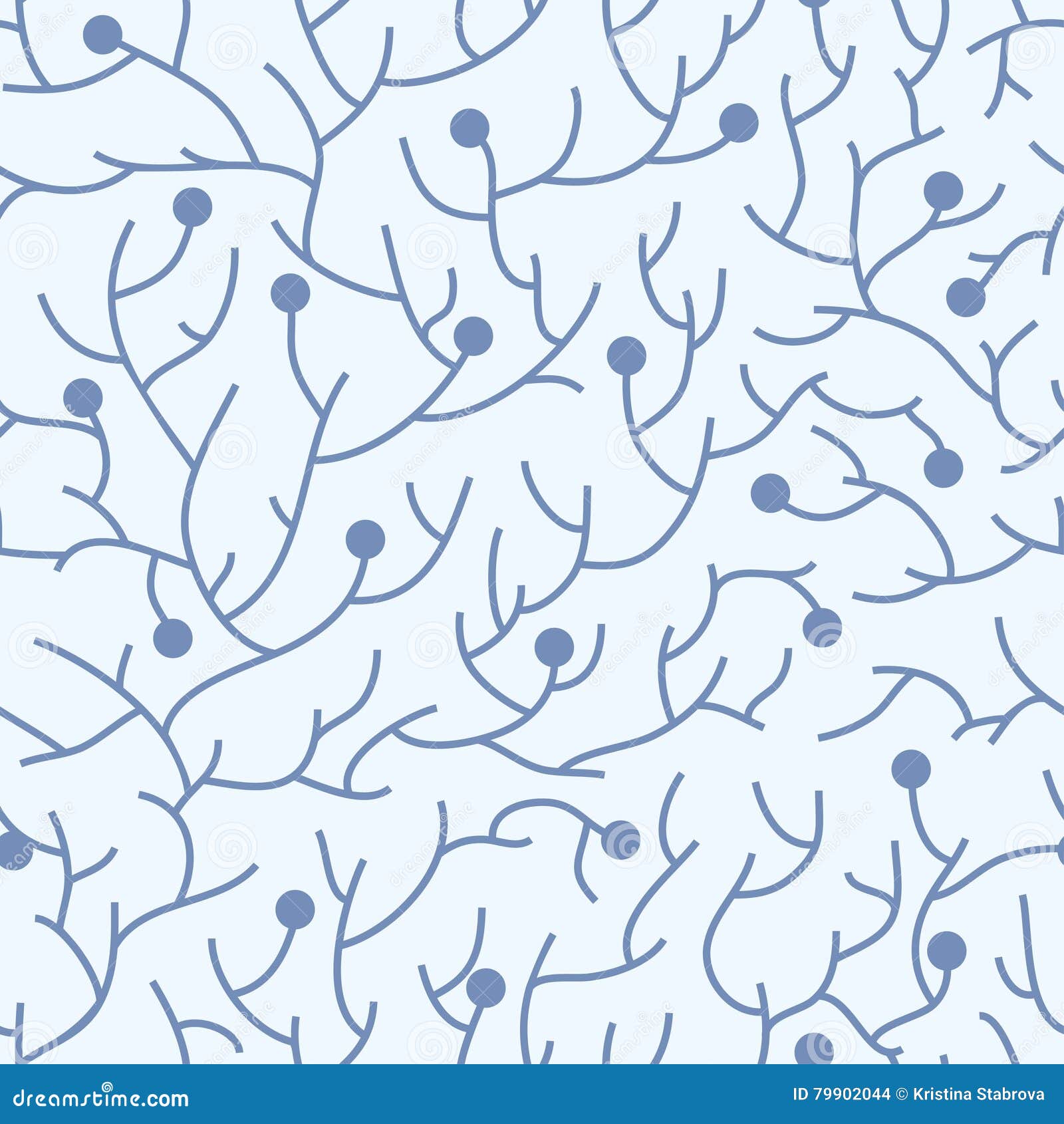 Abstract Branch Lines with Circles. Seamless Pattern Stock Vector ...