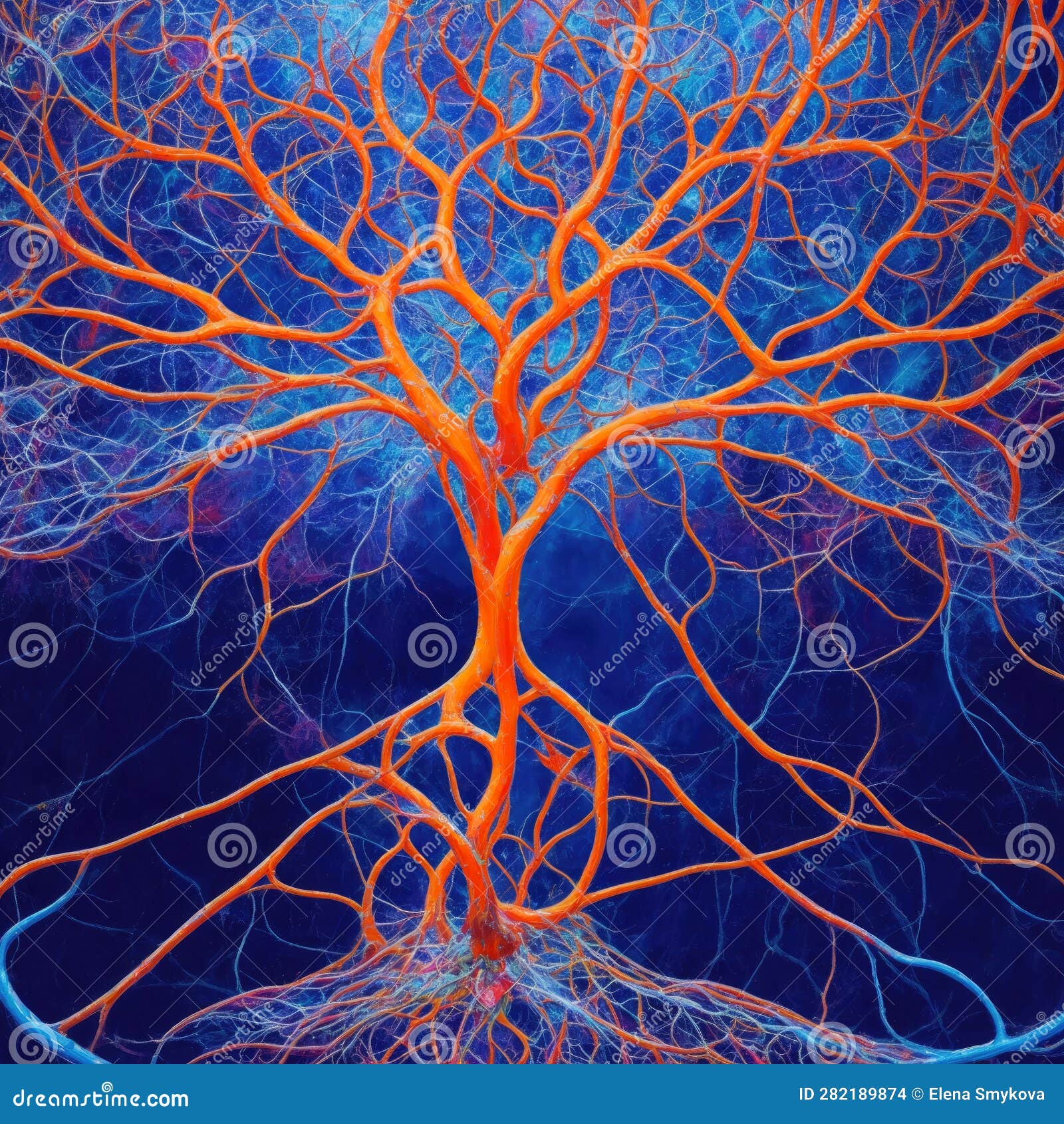 Abstract Branched Network of Nerve Endings. Image Generated by Ai Stock ...