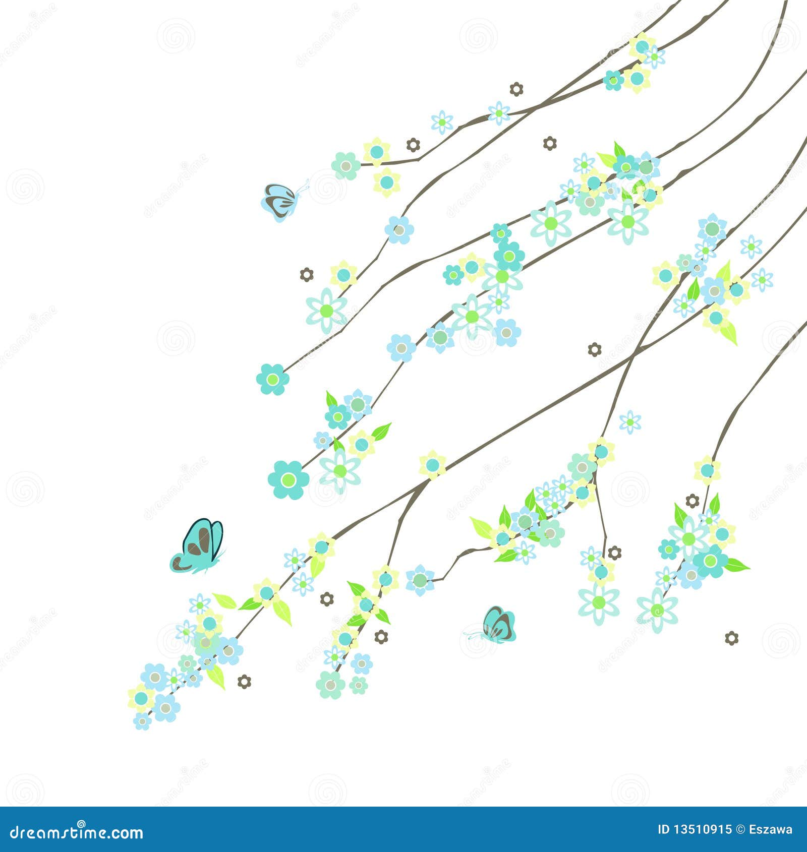 Abstract Branches with Flowers Stock Vector - Illustration of vintage ...