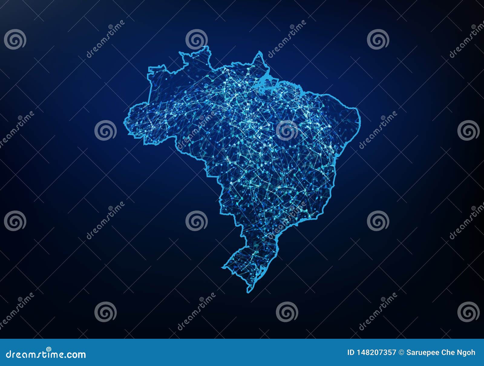Abstract of Brazil Map Network, Internet and Global Connection Concept ...