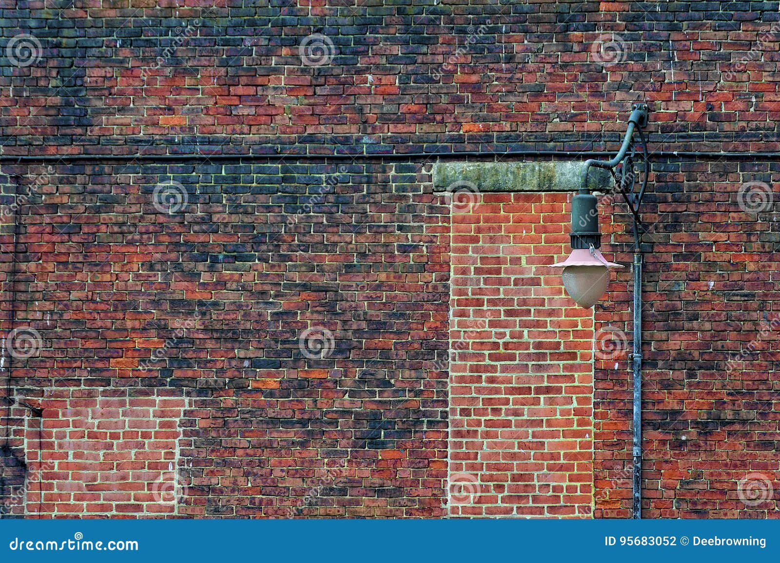 Abstract Brick Wall and Lamp Post Stock Photo - Image of space, doors ...
