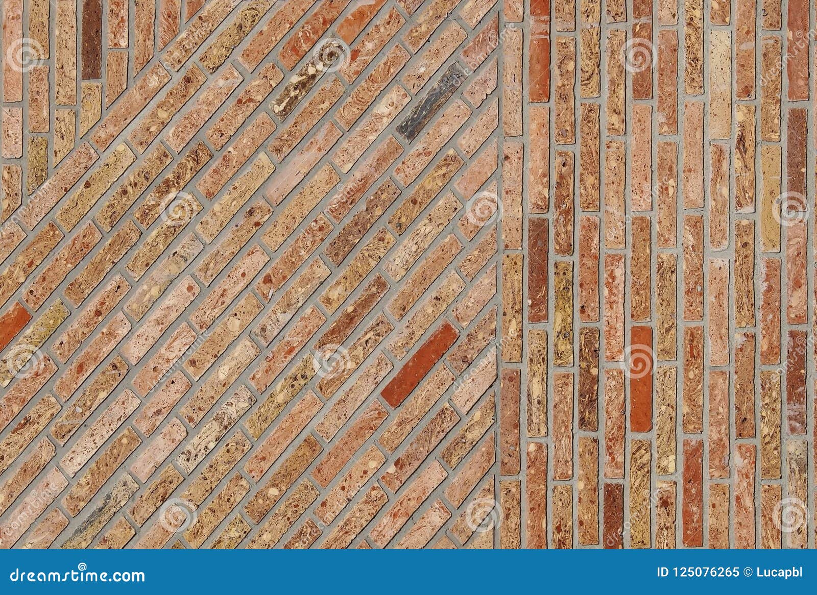 Brick Wall with Rows of Sloped Bricks in Different Angles . Stock Image ...
