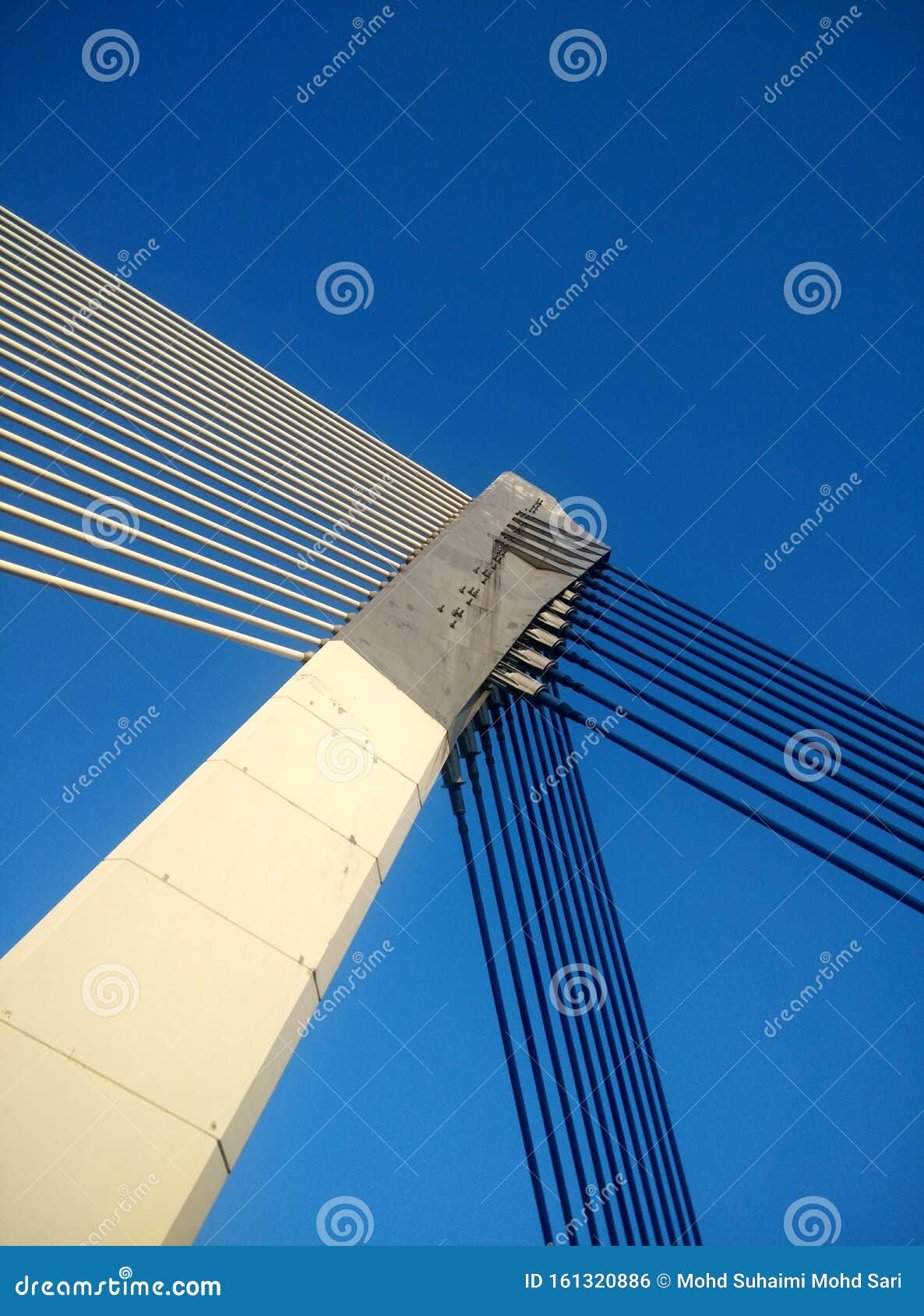 Abstract Bridge Interconnected Cable with Blue Sky Background Stock ...