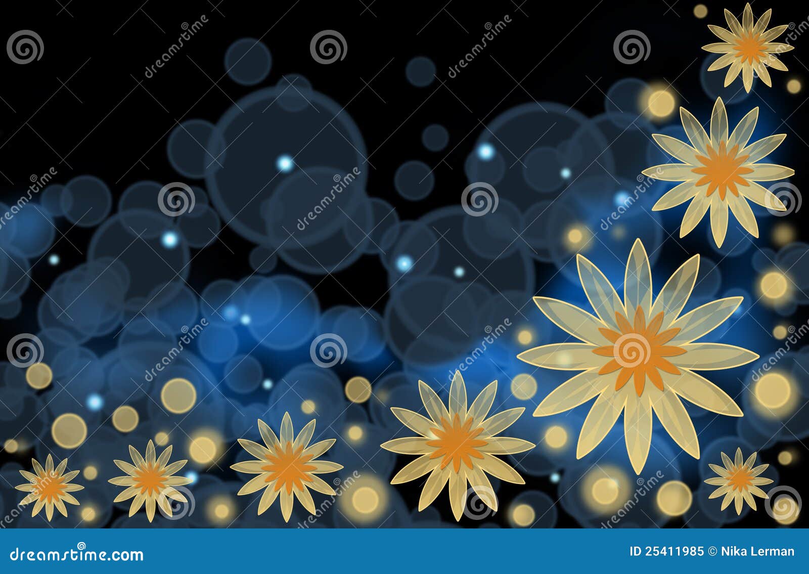 An Abstract Bright Background with Yellow Flowers Stock Illustration ...