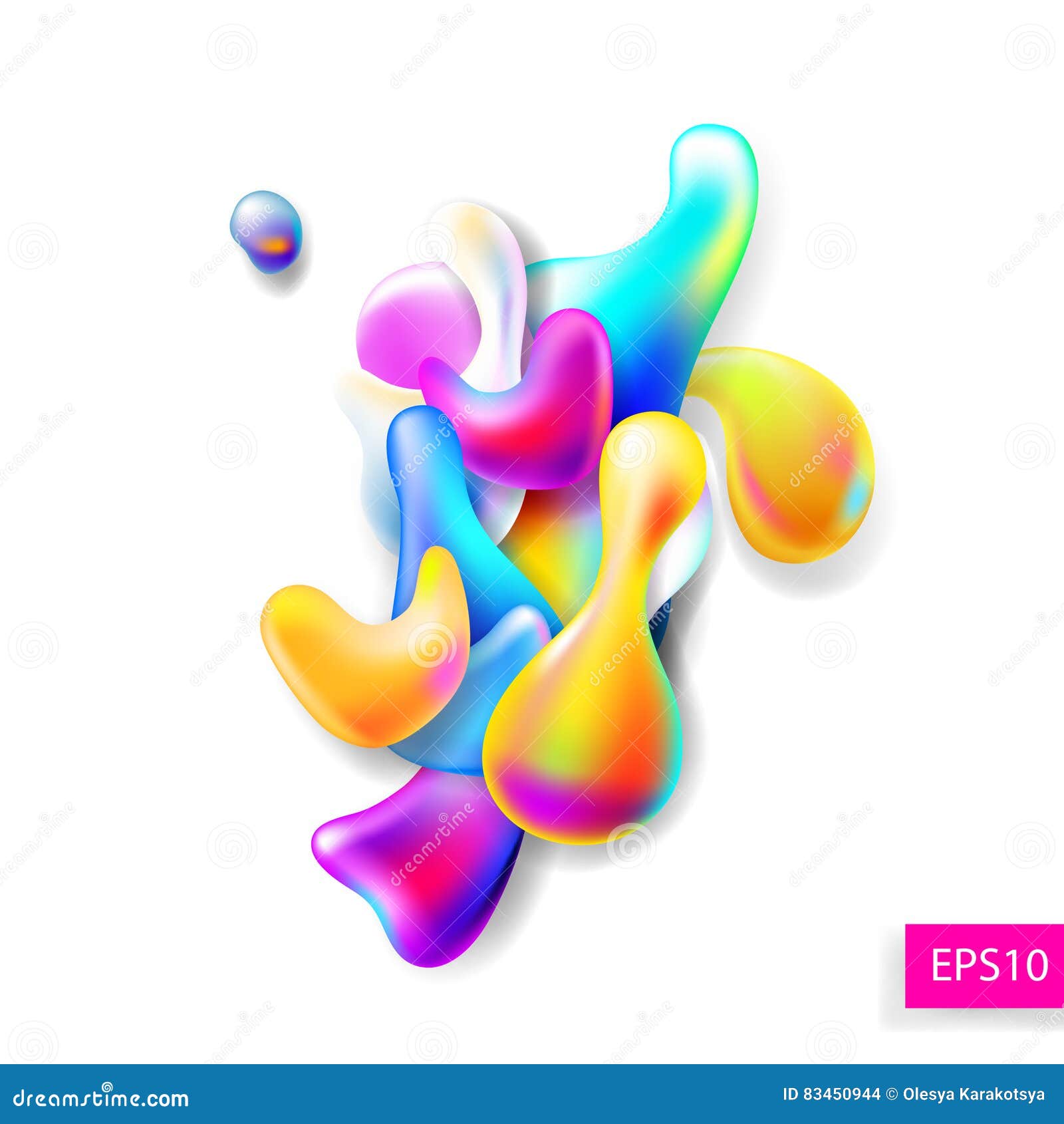 Abstract Bright Colorful Plasma Drops Shapes Pattern Isolated on Stock ...