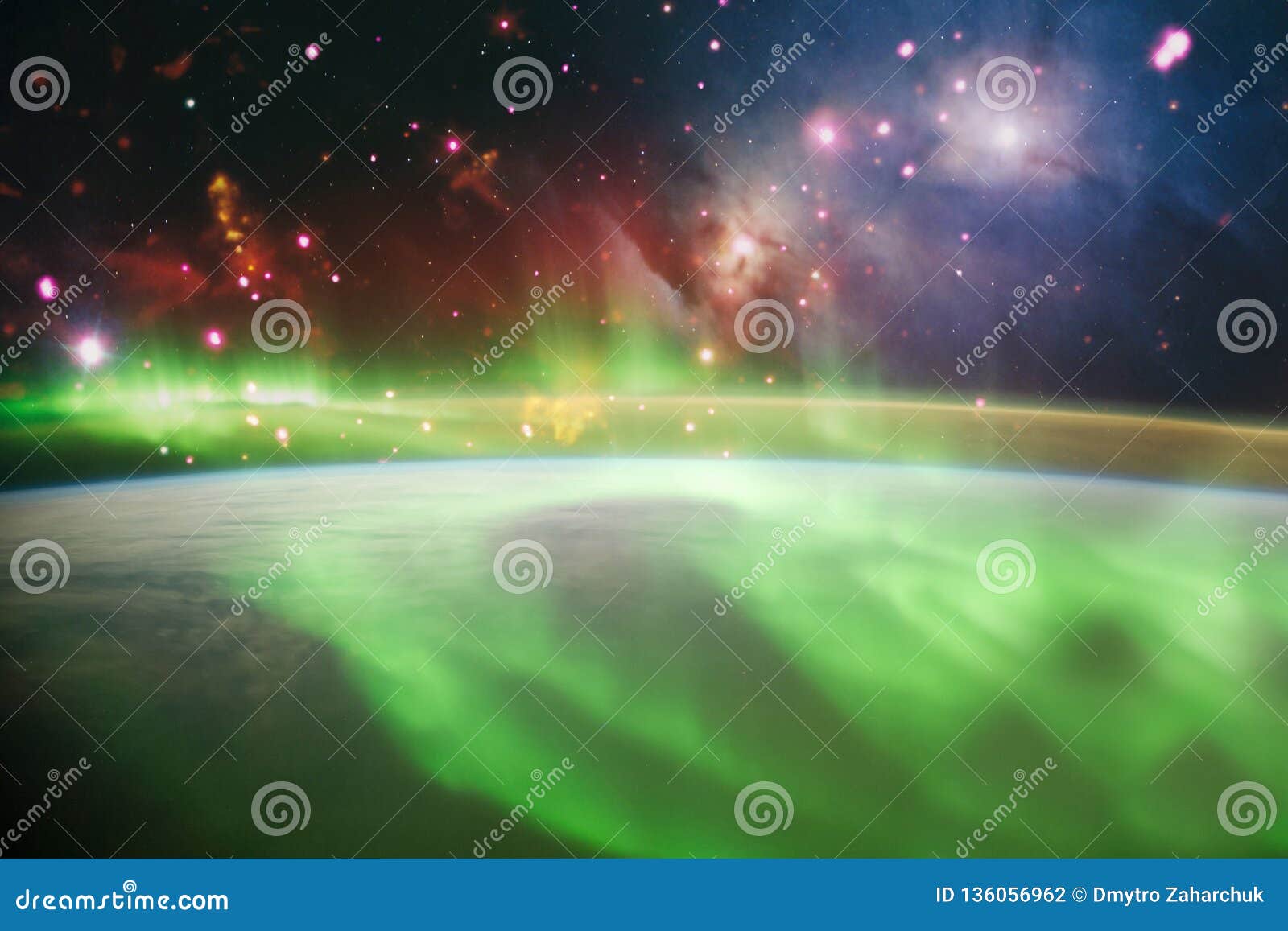 Abstract Bright Colorful Universe. Nebula Night Starry Sky in Rainbow ...