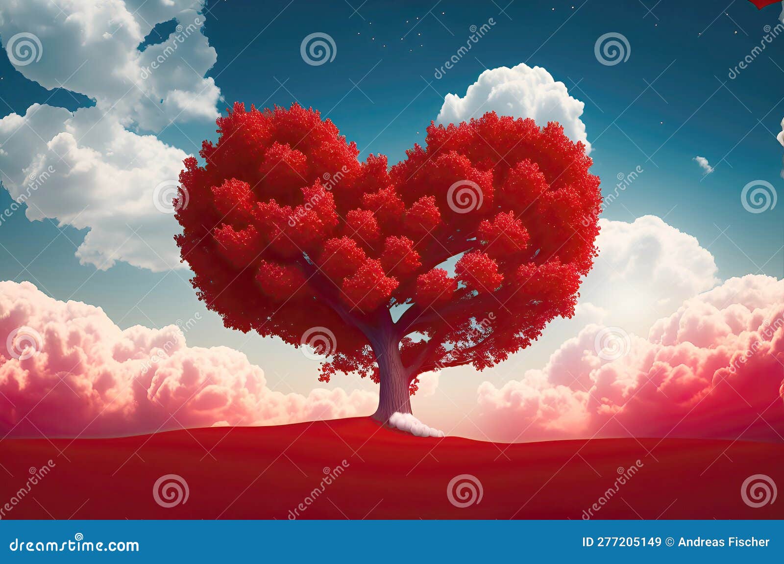 Abstract Bright Family Tree, Tree of Life in the Shape of a Heart Stock ...
