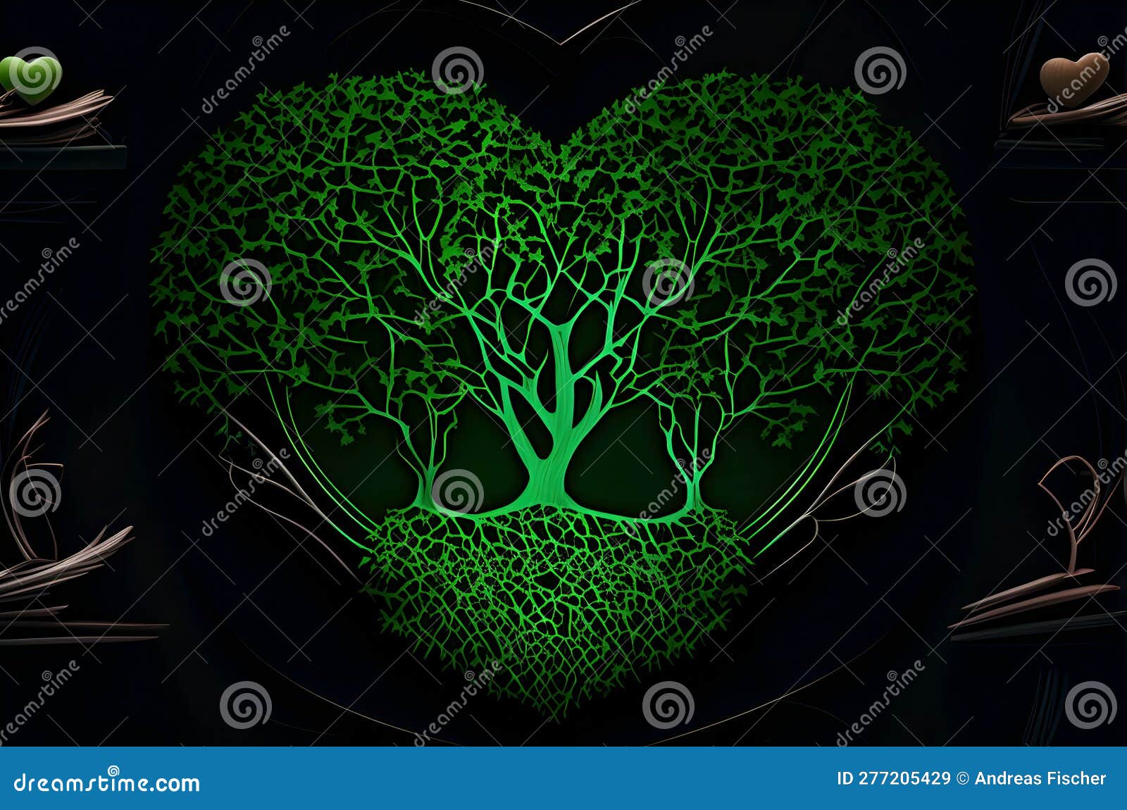 Abstract Bright Family Tree, Tree of Life in the Shape of a Heart Stock ...