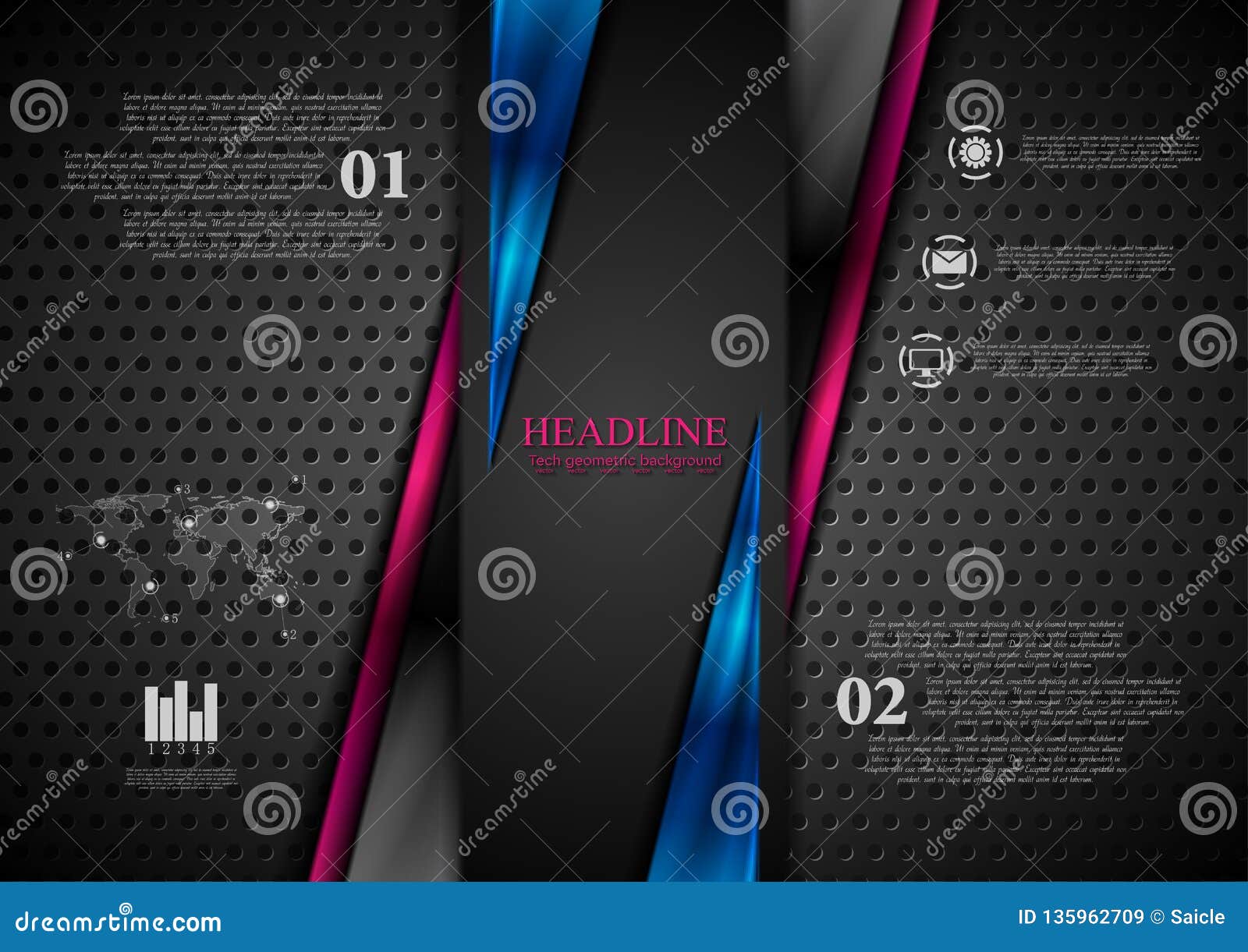 Abstract Bright Glowing Tech Brochure Background Stock Vector ...
