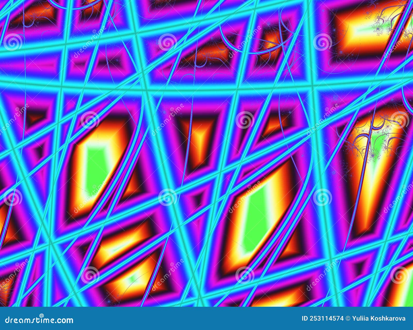 Abstract Bright Multicolor Rainbow Line Drawing, Illustration, Modern ...