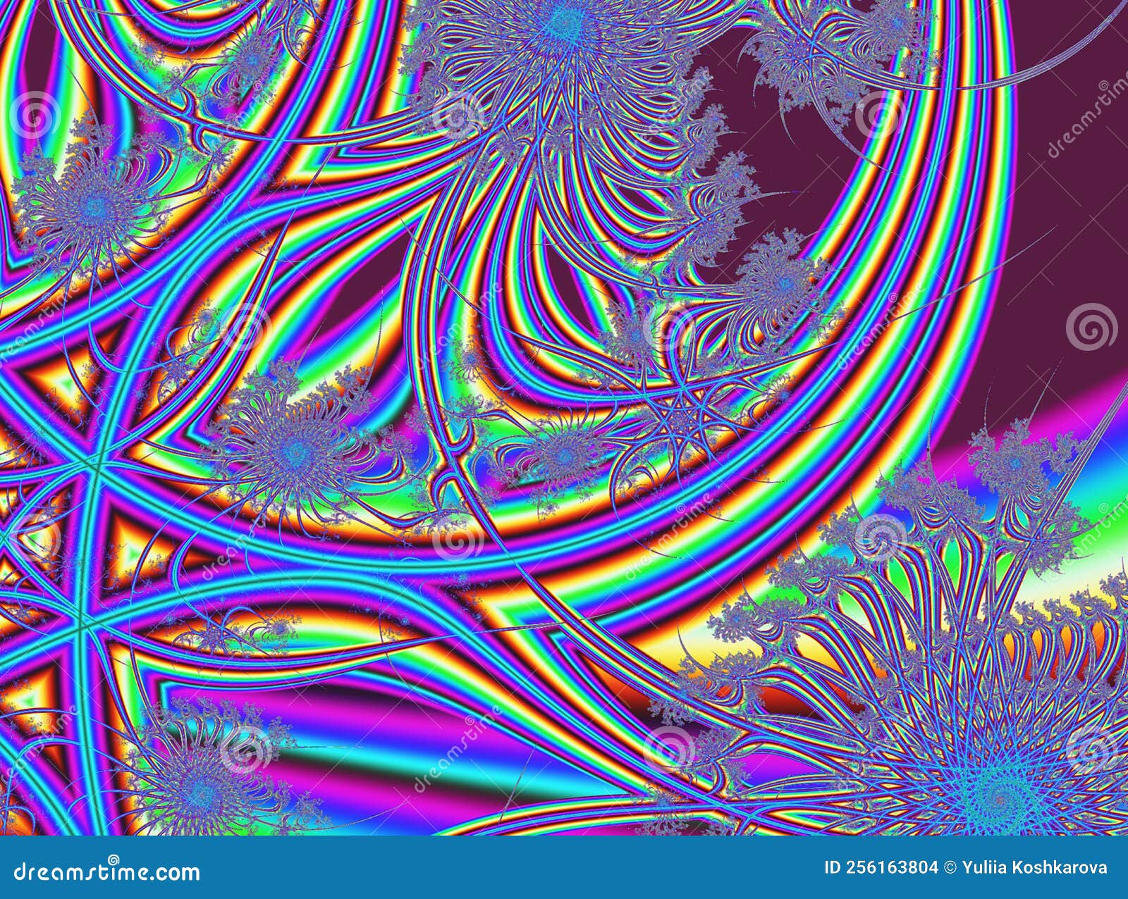 Abstract Bright Multicolor Rainbow Line Drawing, Illustration, Modern ...