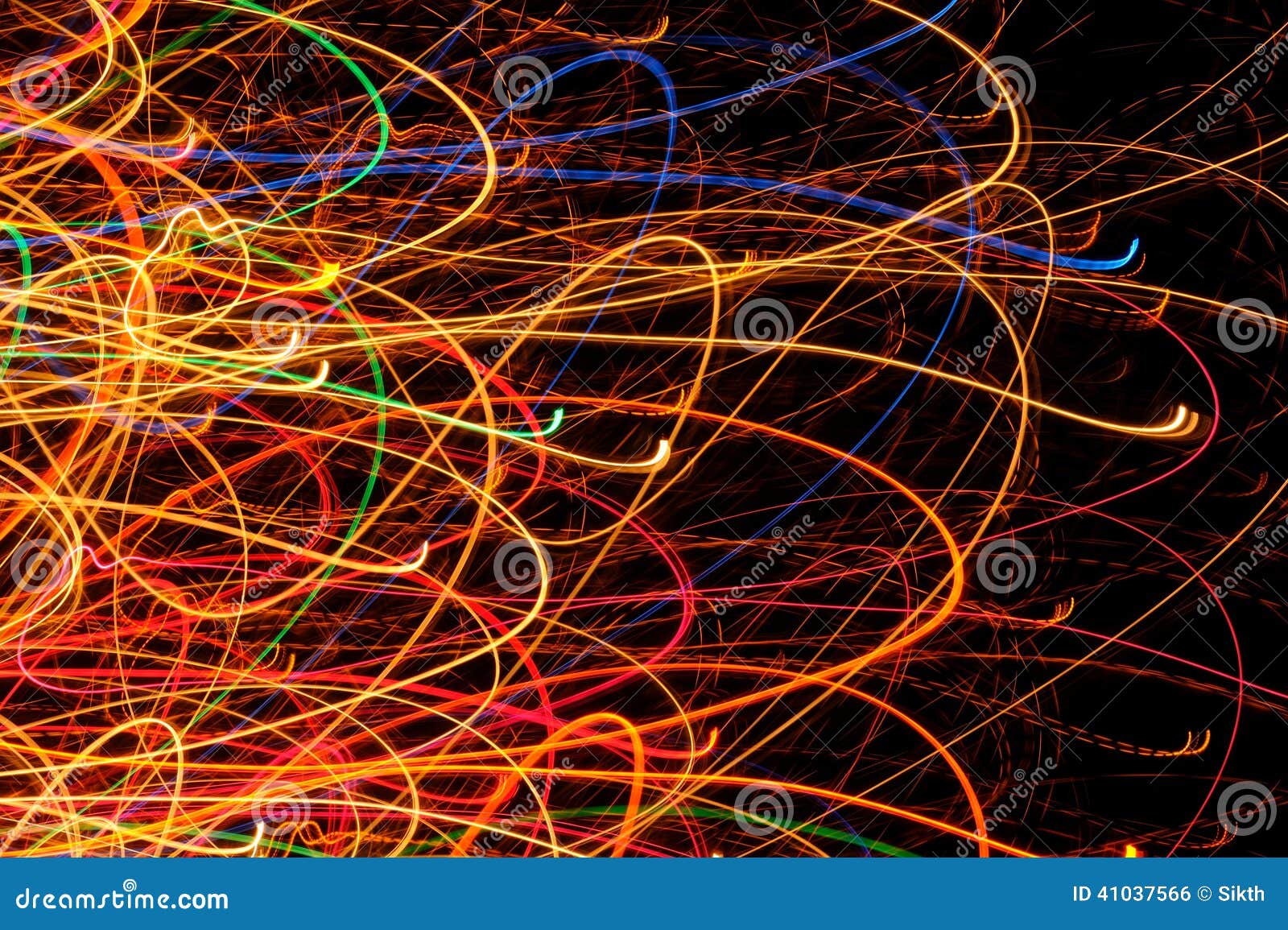 Abstract Bright Multicolored Glowing Lines and Curves on Black ...
