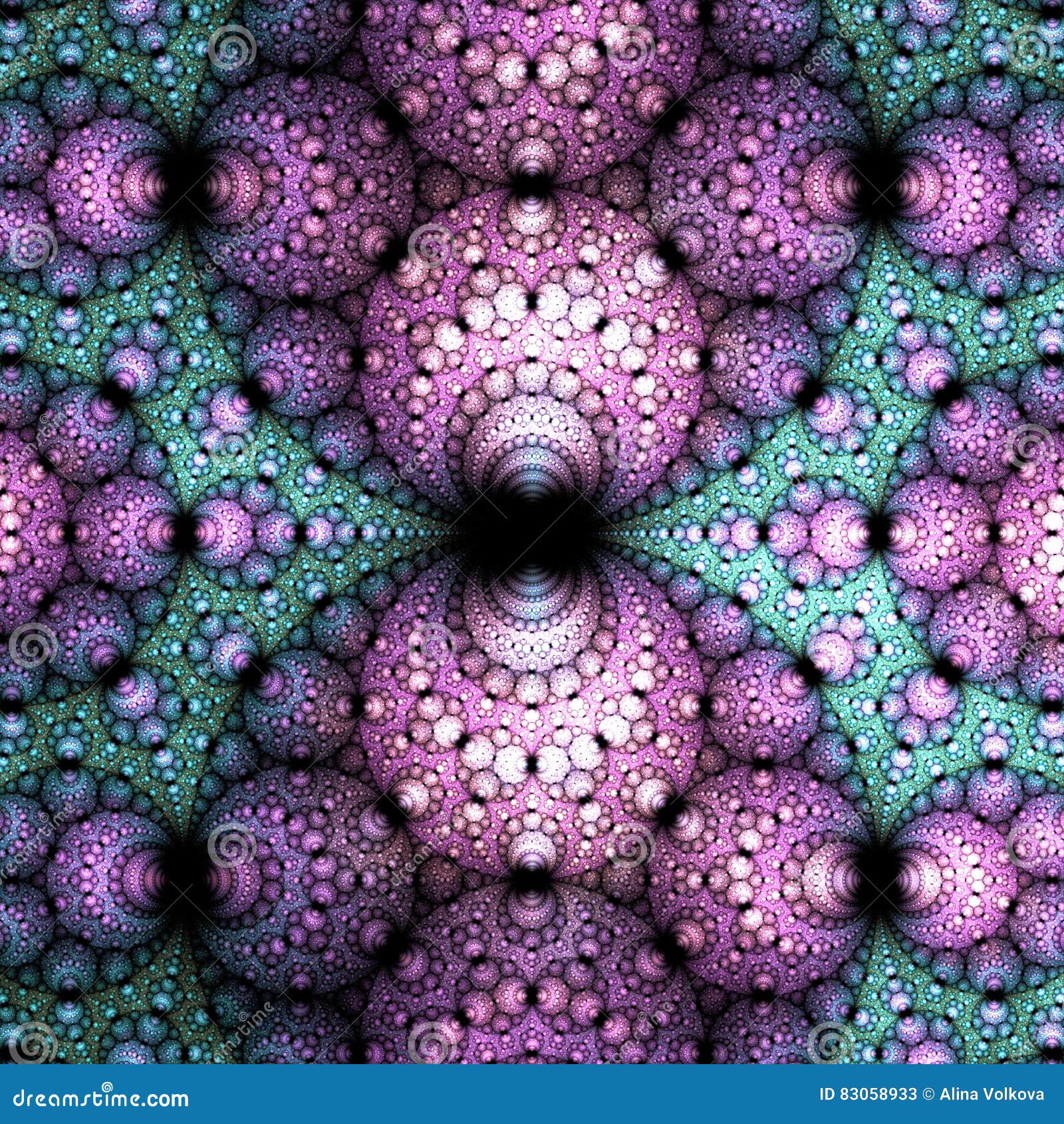 Abstract Bright Multicolored Spherical Fractal Computer Generated Image ...