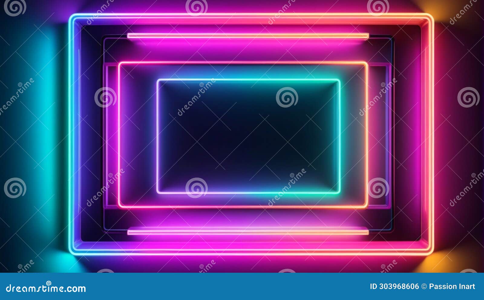 Abstract Bright Neon Rectangular Frame Stock Illustration ...