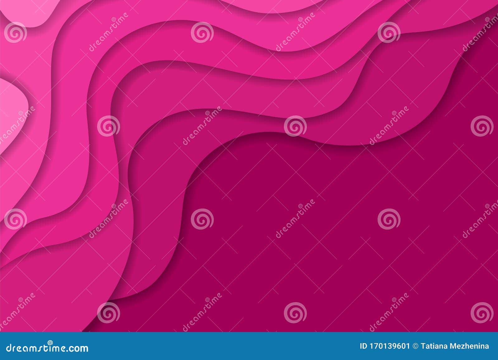 Abstract Bright Pink Wavy Paper Cut Background Stock Vector