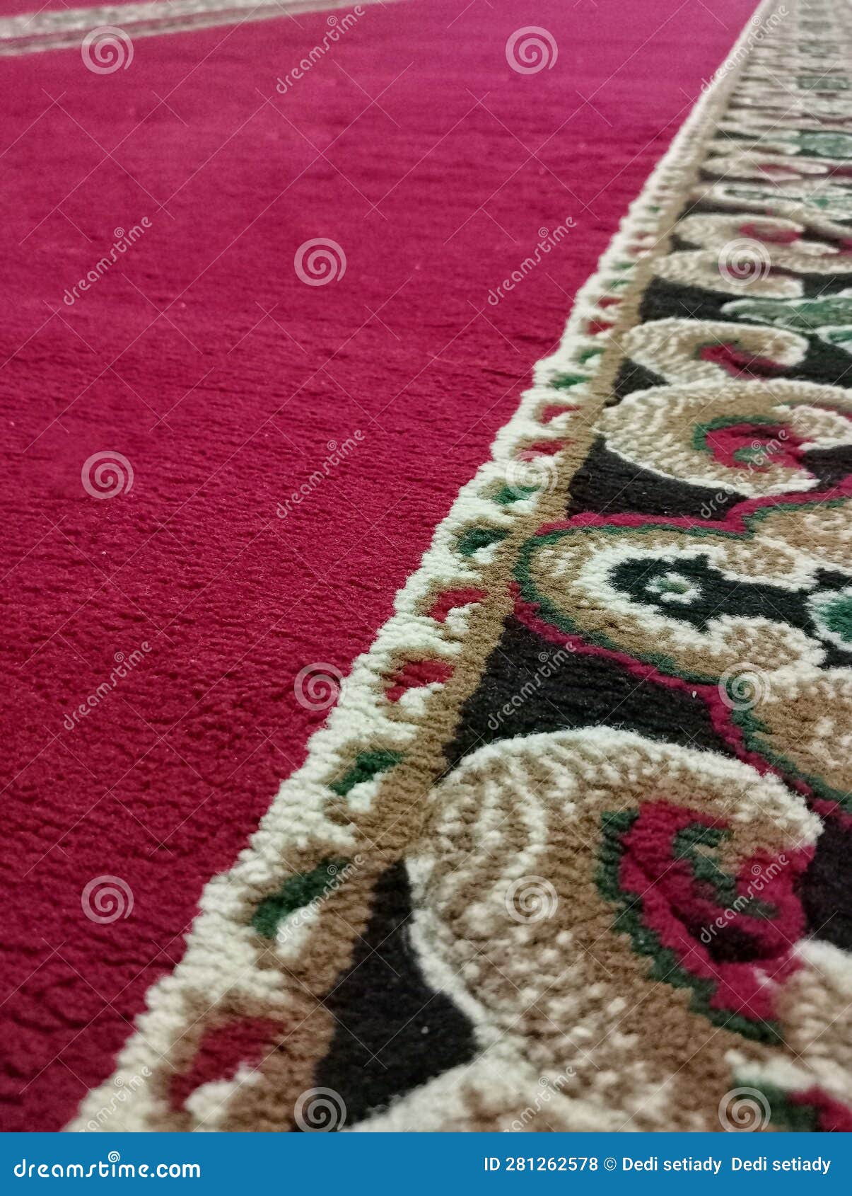 Abstract Bright Red Color Motif Mosque Carpet with Flat Angles Stock ...