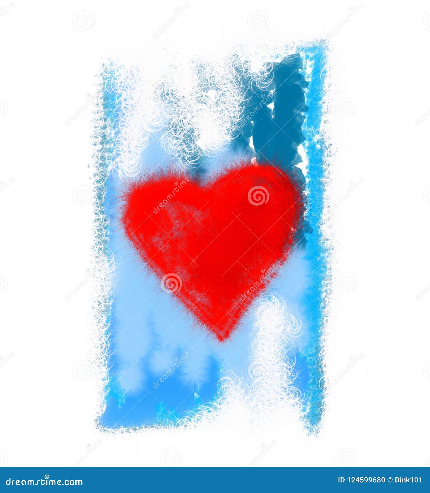 Abstract Bright Red Heart on Blue Background Stock Illustration ...