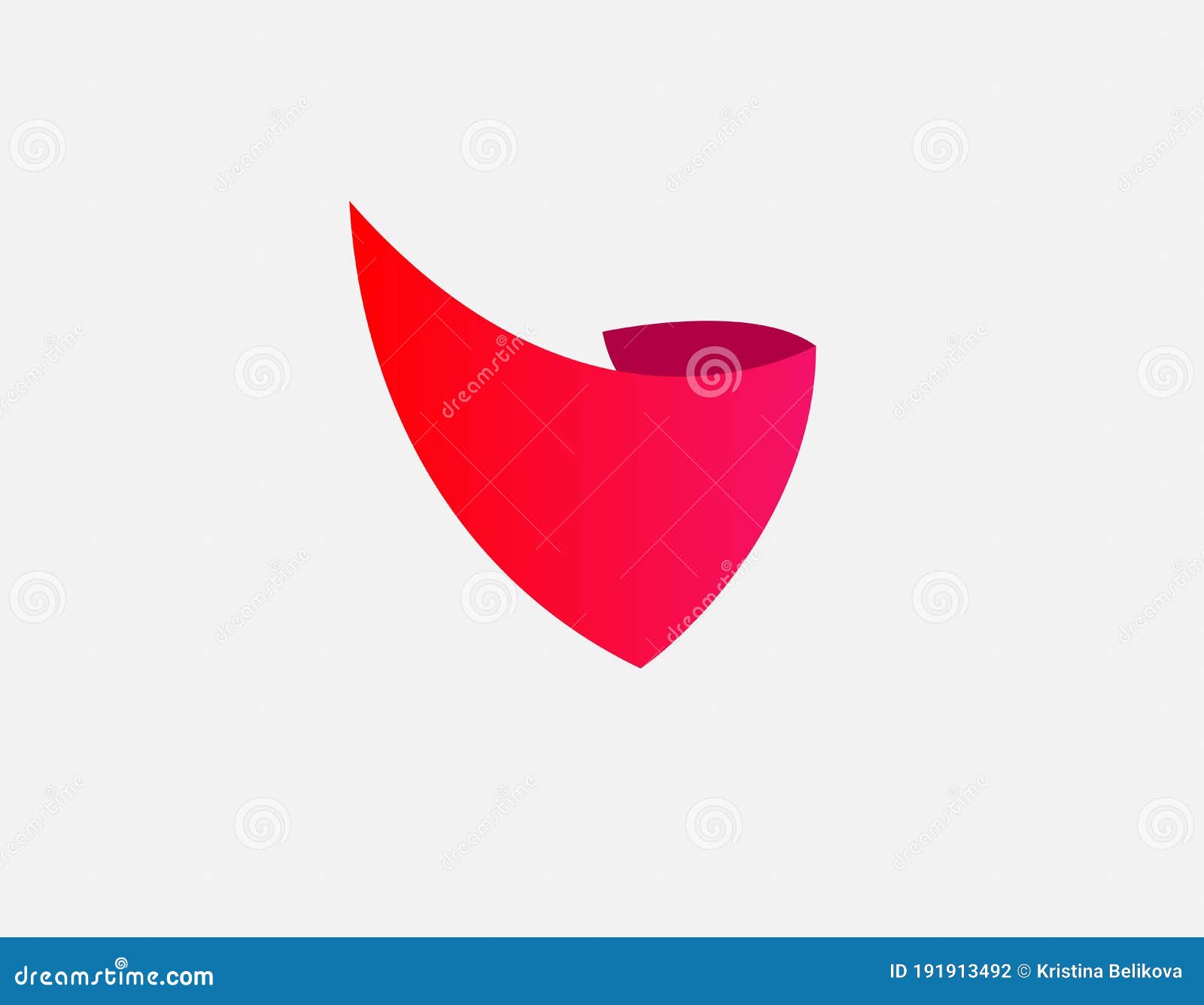 Abstract Bright Red Logo Icon Geometric Shape in the Form of a Shield ...