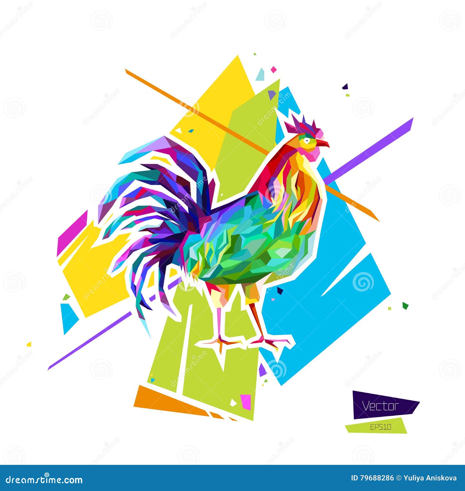 Abstract Bright Rooster. Sign of 2017. Stock Vector - Illustration of ...