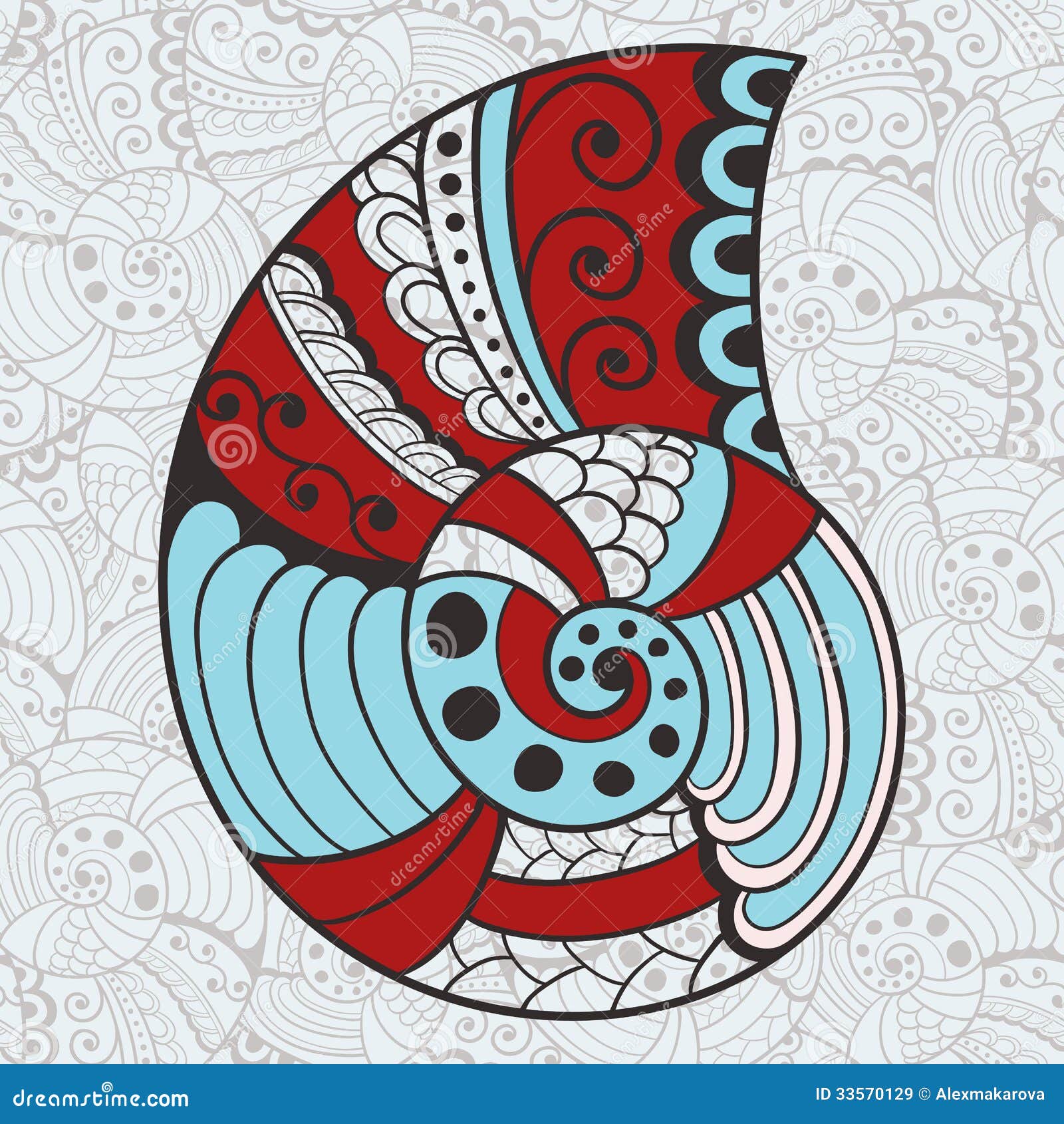 Abstract Bright Shell on Seamless Pattern Stock Vector - Illustration ...