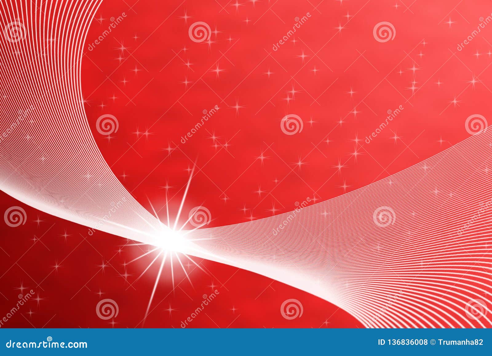 Abstract Bright Stars and White Curves in Red Background Stock ...