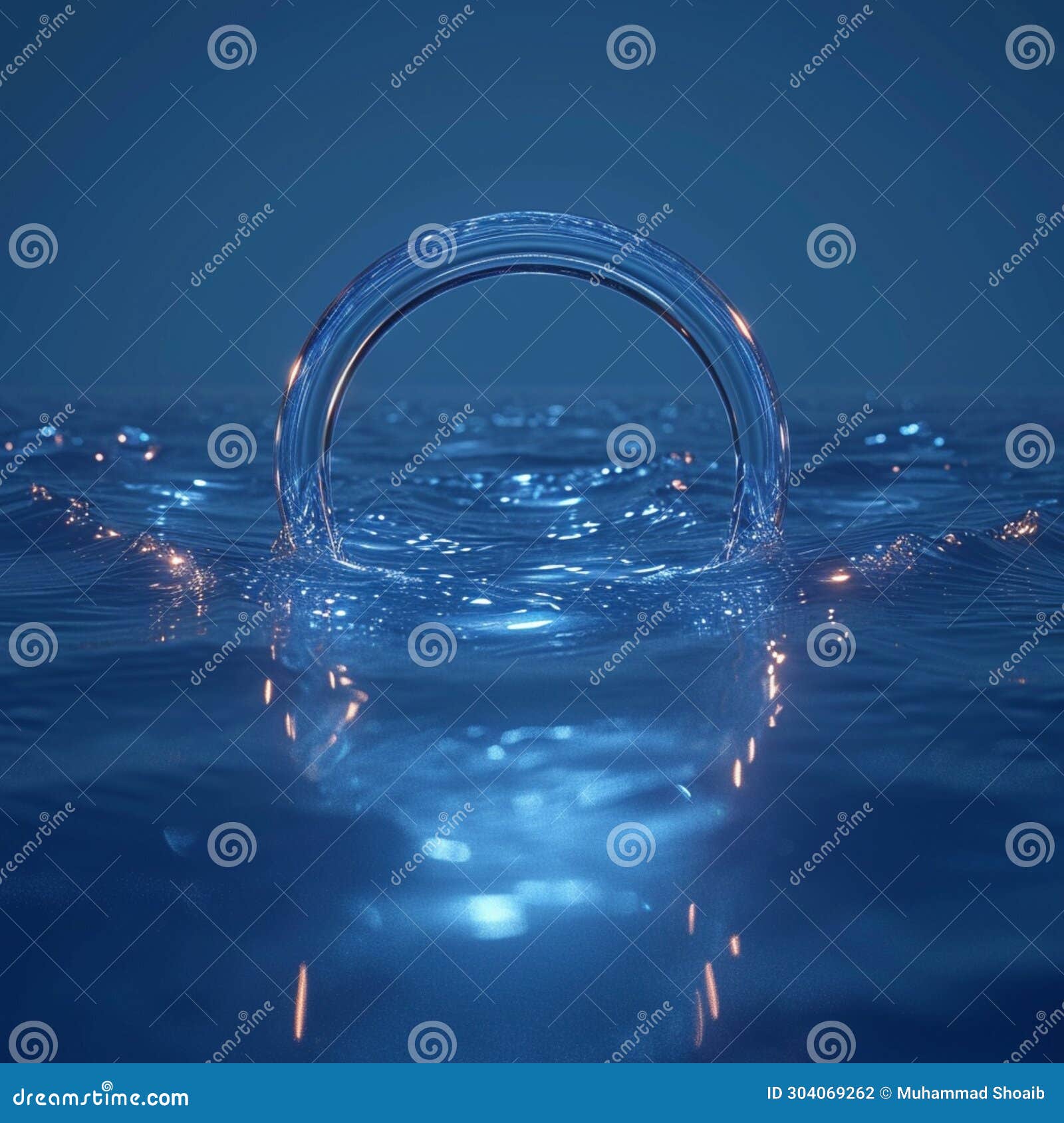 Abstract Brilliance Water Surface with Light Illuminated, Captivating ...