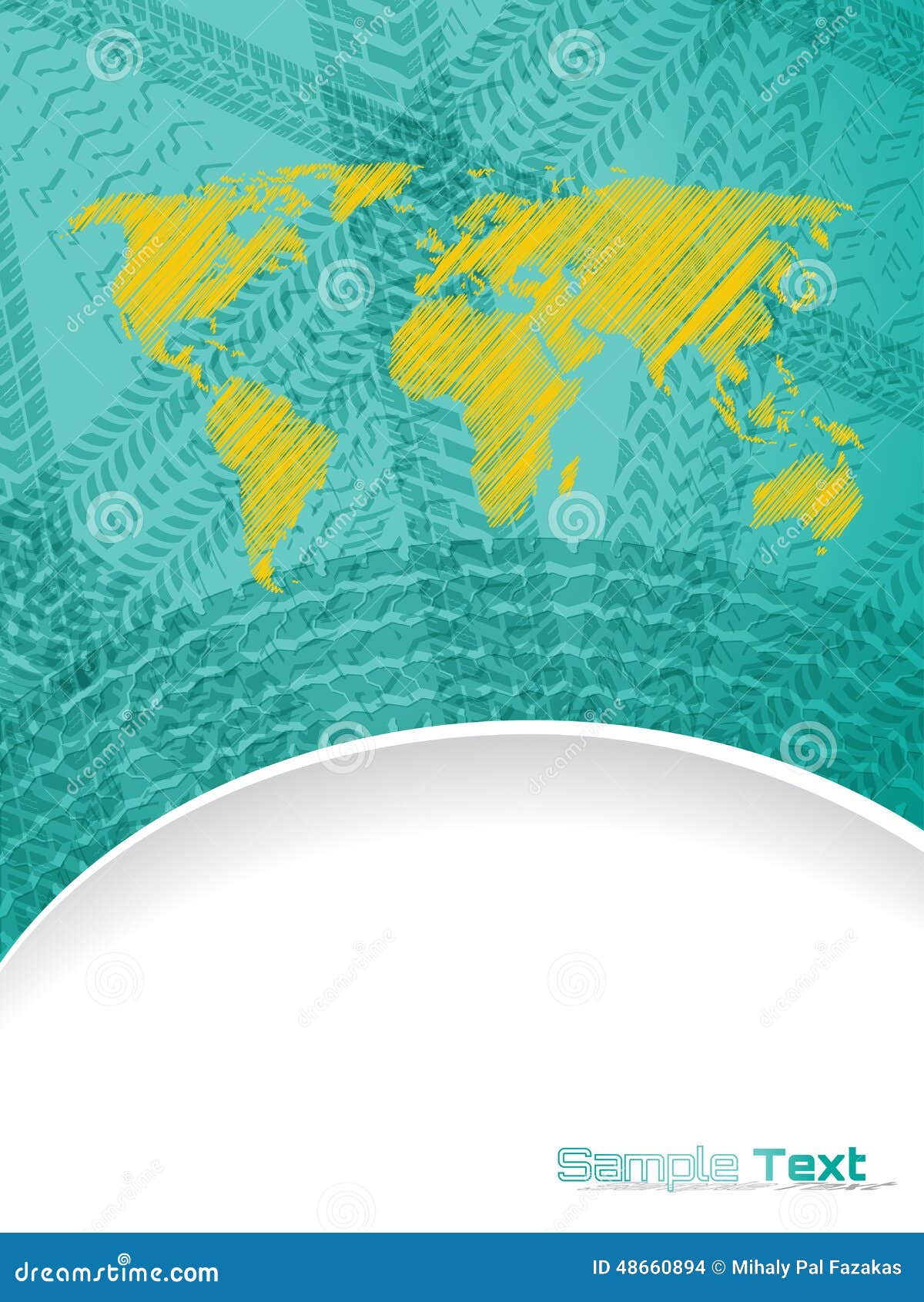 Abstract Brochure Design with Map and Tire Tracks Stock Vector ...