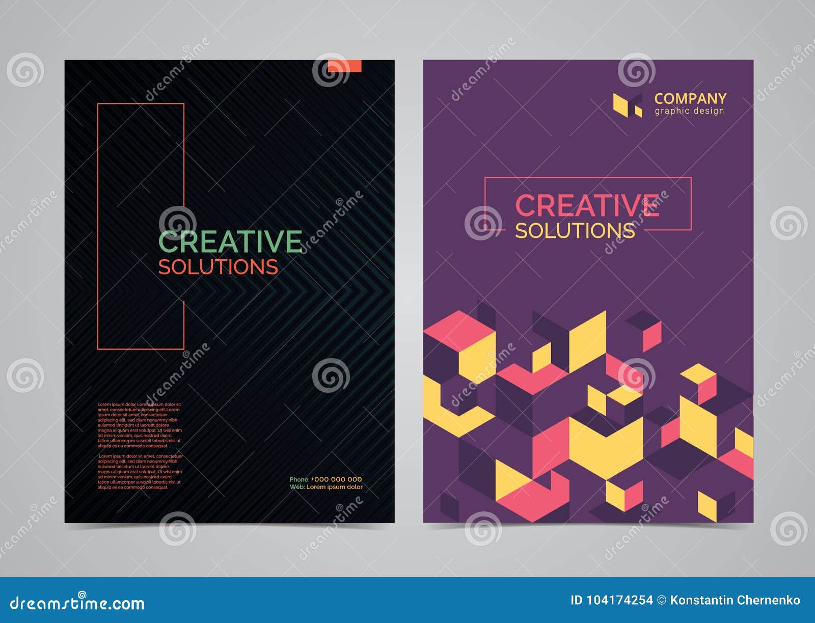 Abstract Brochure Template Layout Design with Geometric Pattern. Stock ...