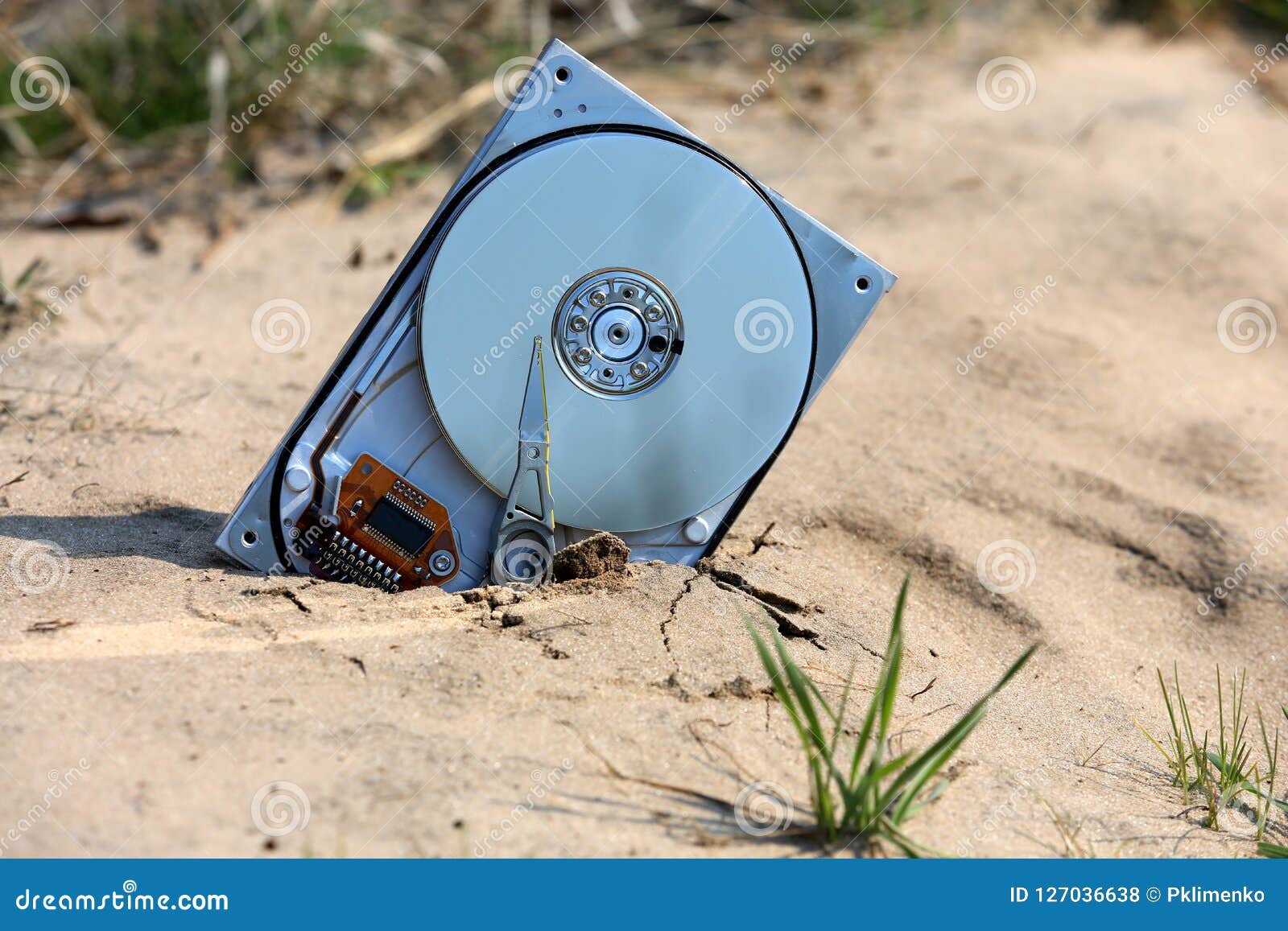 Abstract Computer Hard Drive in the Sand Stock Photo - Image of ...