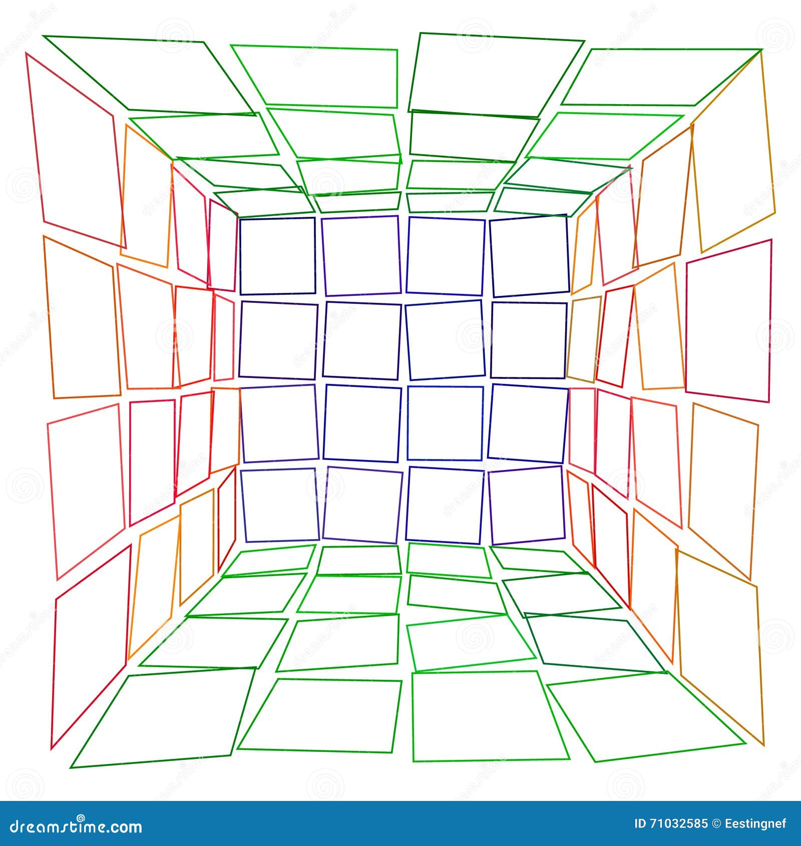 Abstract Broken 3d Open Box.Vector Outline Illustration Stock ...