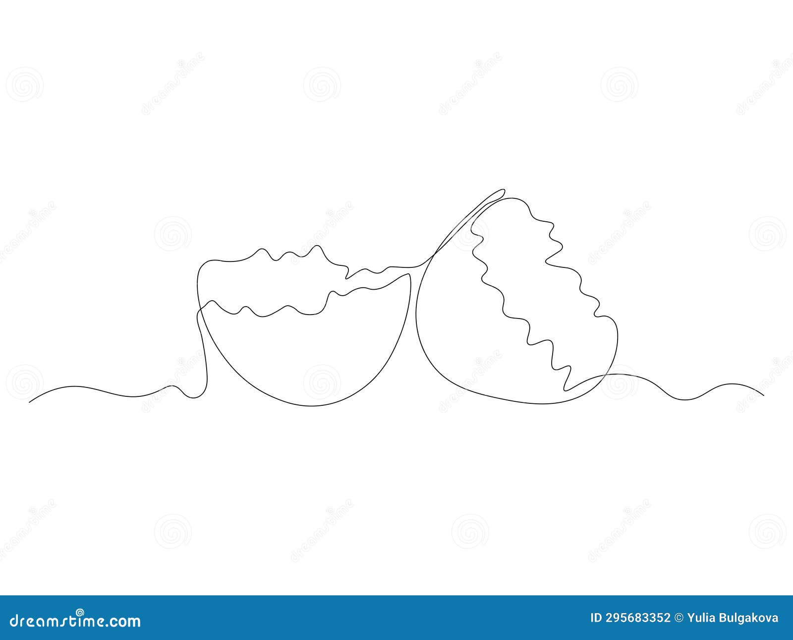 Abstract Broken Empty Egg, Egg Shell, Continuous One Line Art Drawing ...